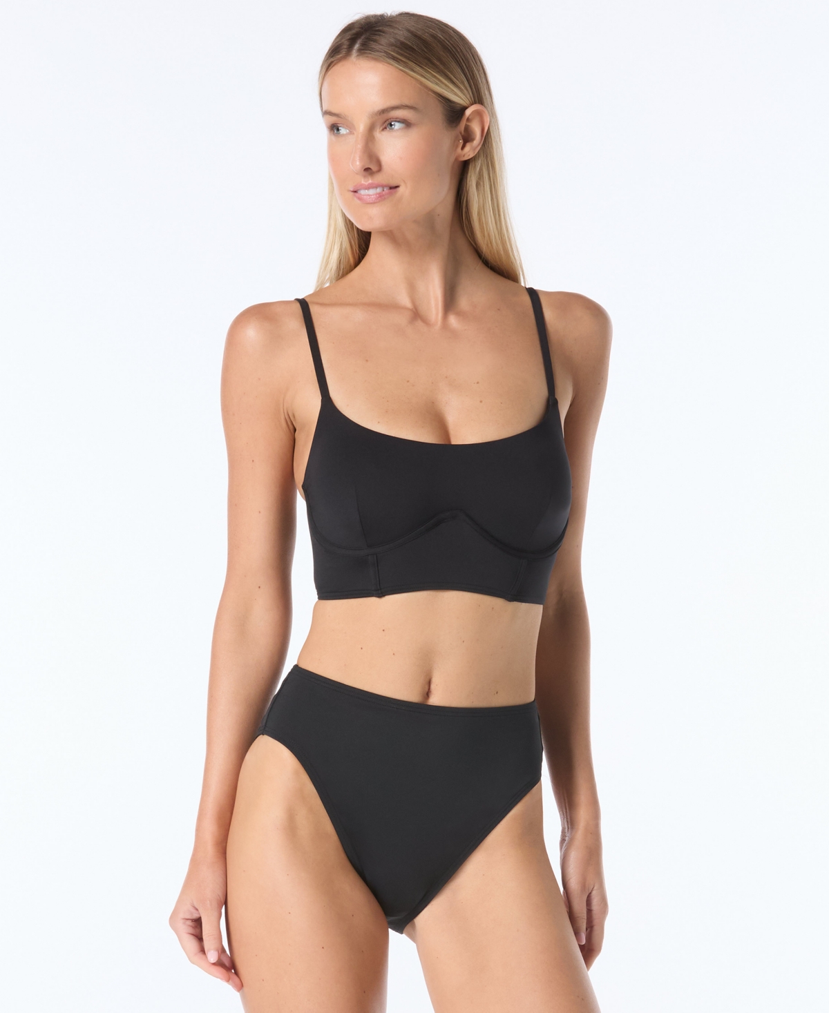 Click here for Vince Camuto Womens Corset Bikini Bra Top - Black prices