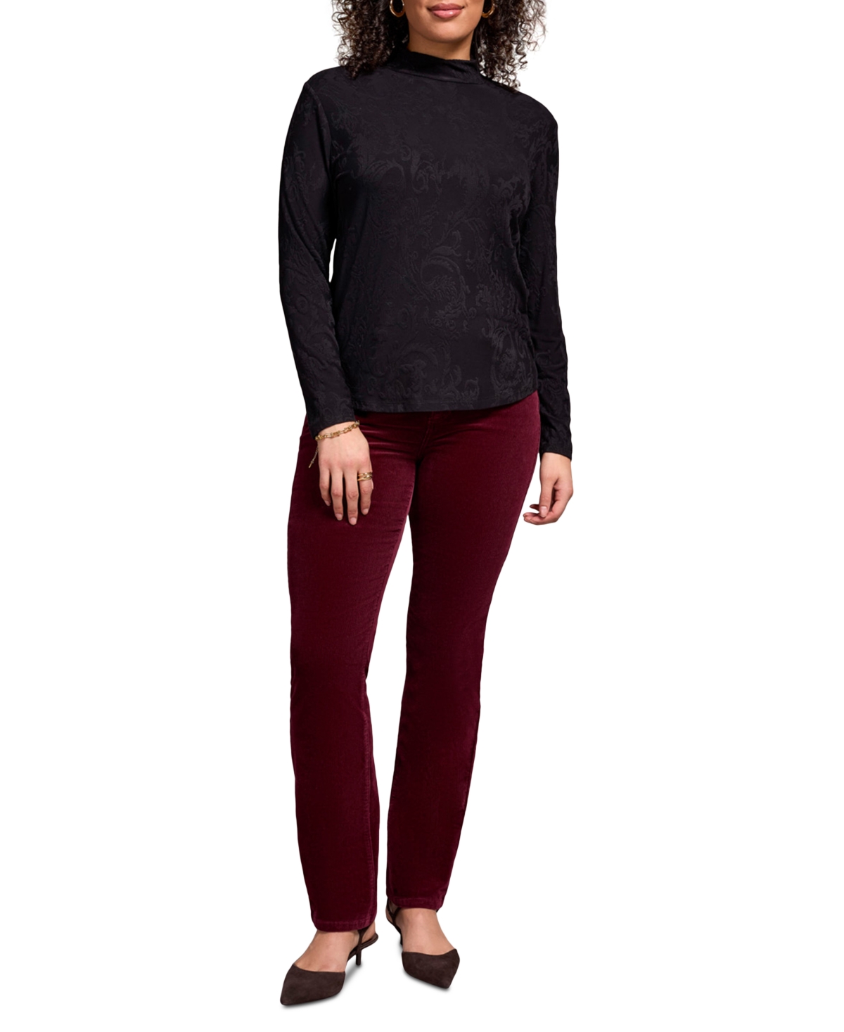 Click here for Tribal Womens Jacquard Knit Long Sleeve Mock Neck... prices