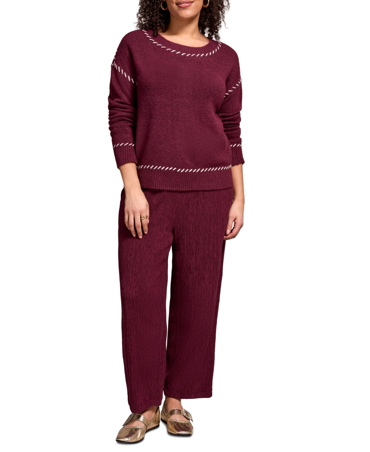 Click here for Tribal Womens Saddle Stitch Crew Neck Sweater - Wi... prices