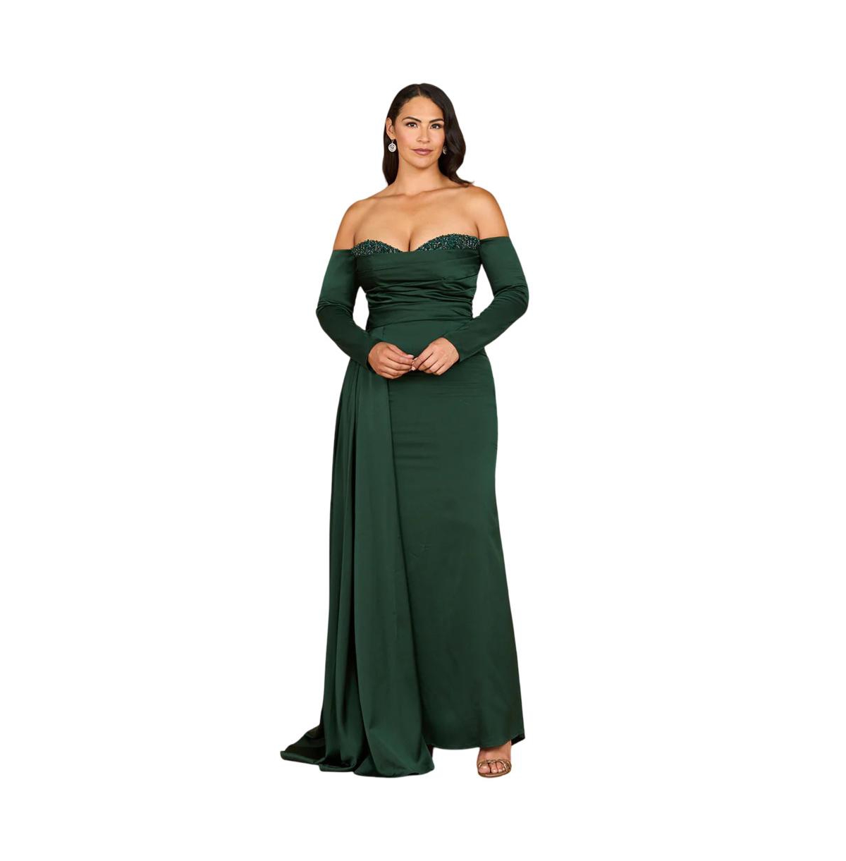 Click here for Lara Womens Off Shoulder Satin Dress with Beaded D... prices