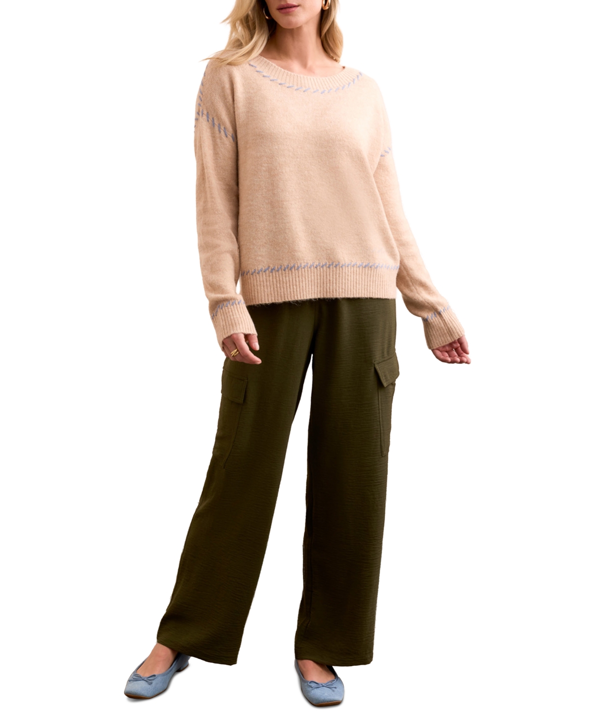 Click here for Tribal Womens Saddle Stitch Crew Neck Sweater - H... prices