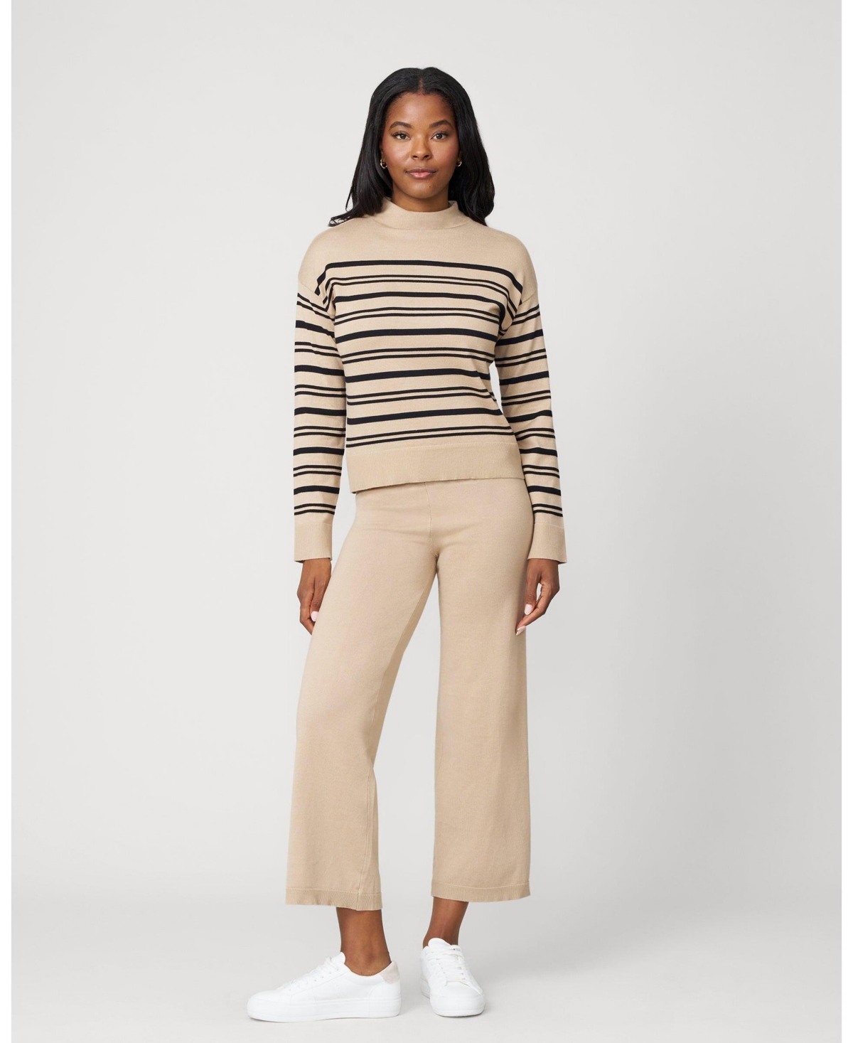 Click here for Cable & Gauge Womens Funnel Neck Stripe Sweater &... prices