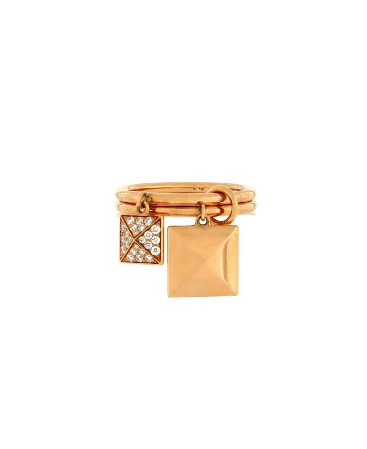 Click here for Pre-Owned Hermes Clou dH Two Charm Ring - 18k rose... prices