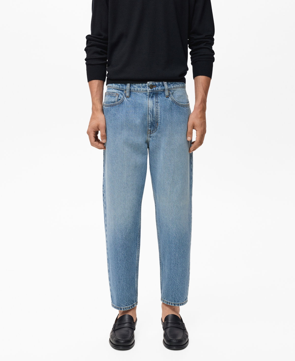 Click here for Mango Mens Sammy Cropped Carrot-Fit Jeans - Medium... prices