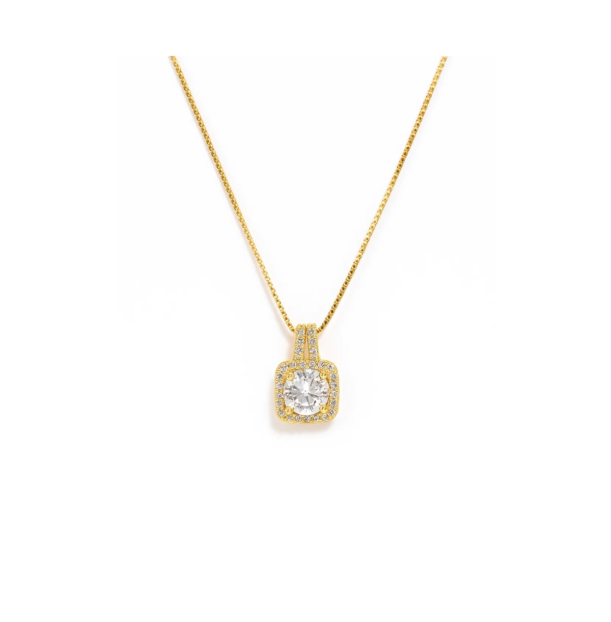 Click here for Elena Halo Pendant Necklace Gold & White Gold Plat... prices