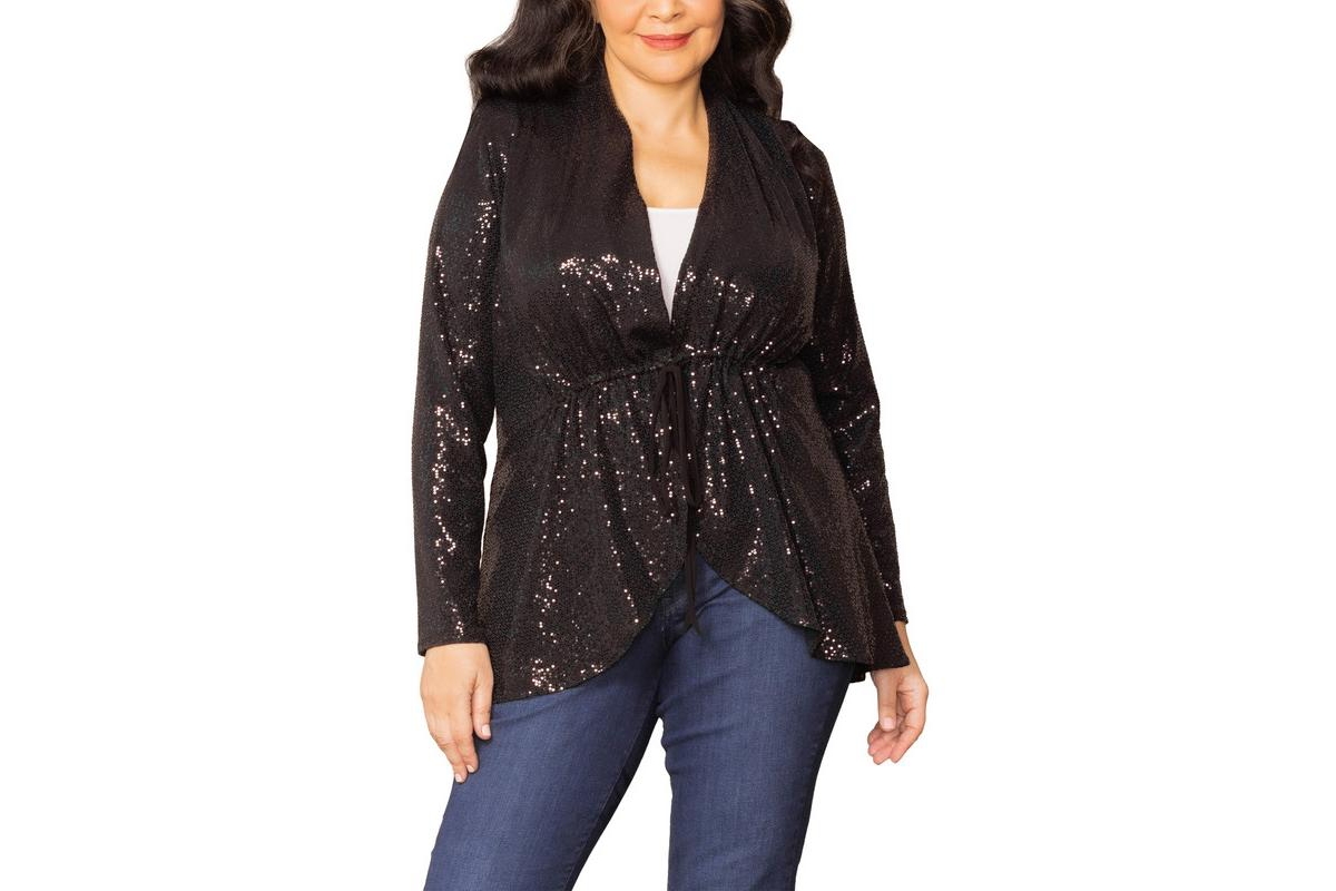 Click here for Kiyonna Plus Size Glitz and Glam Sequin Cardigan -... prices