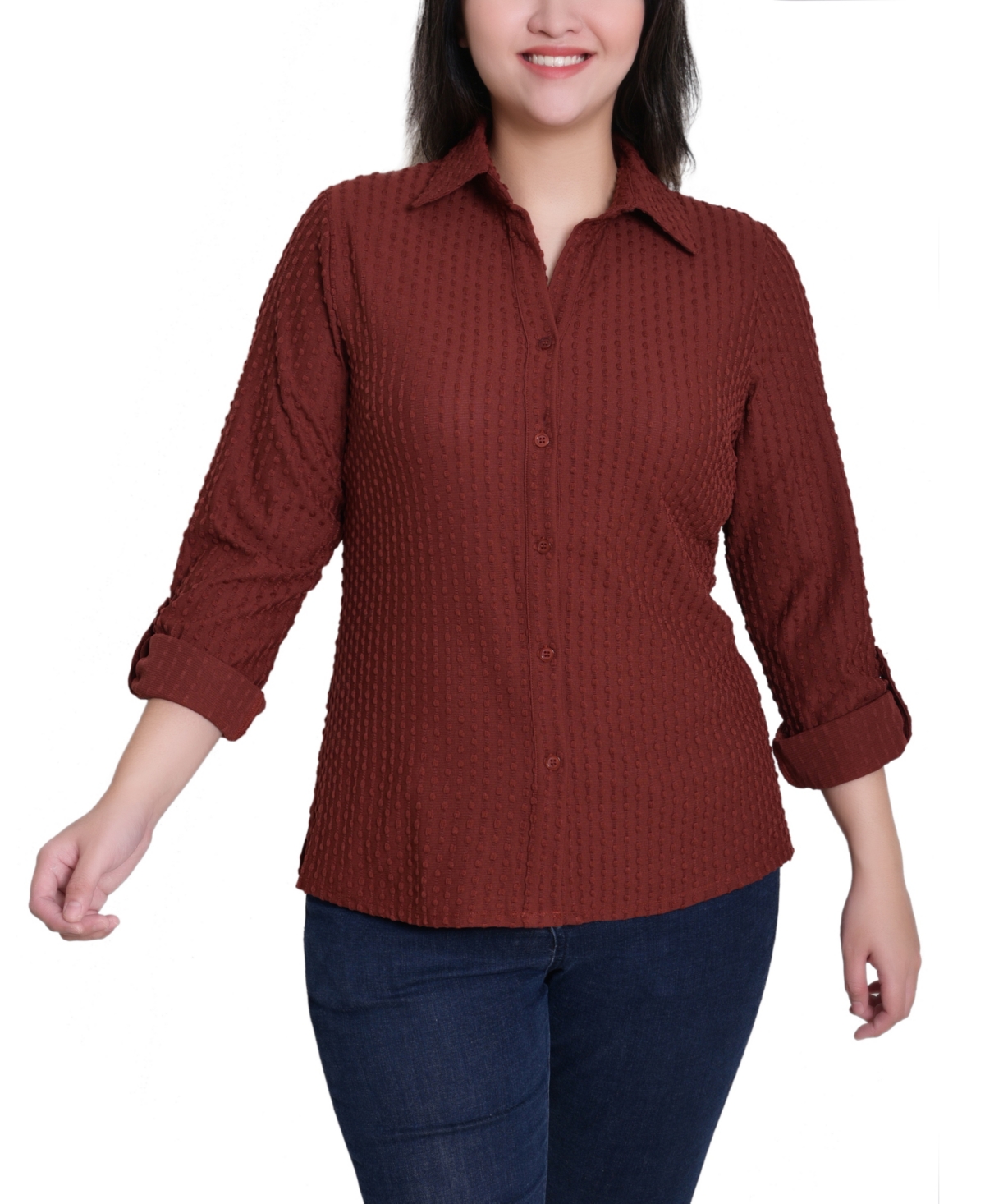 Click here for Ny Collection Petite Long Sleeve Textured Knit Top... prices