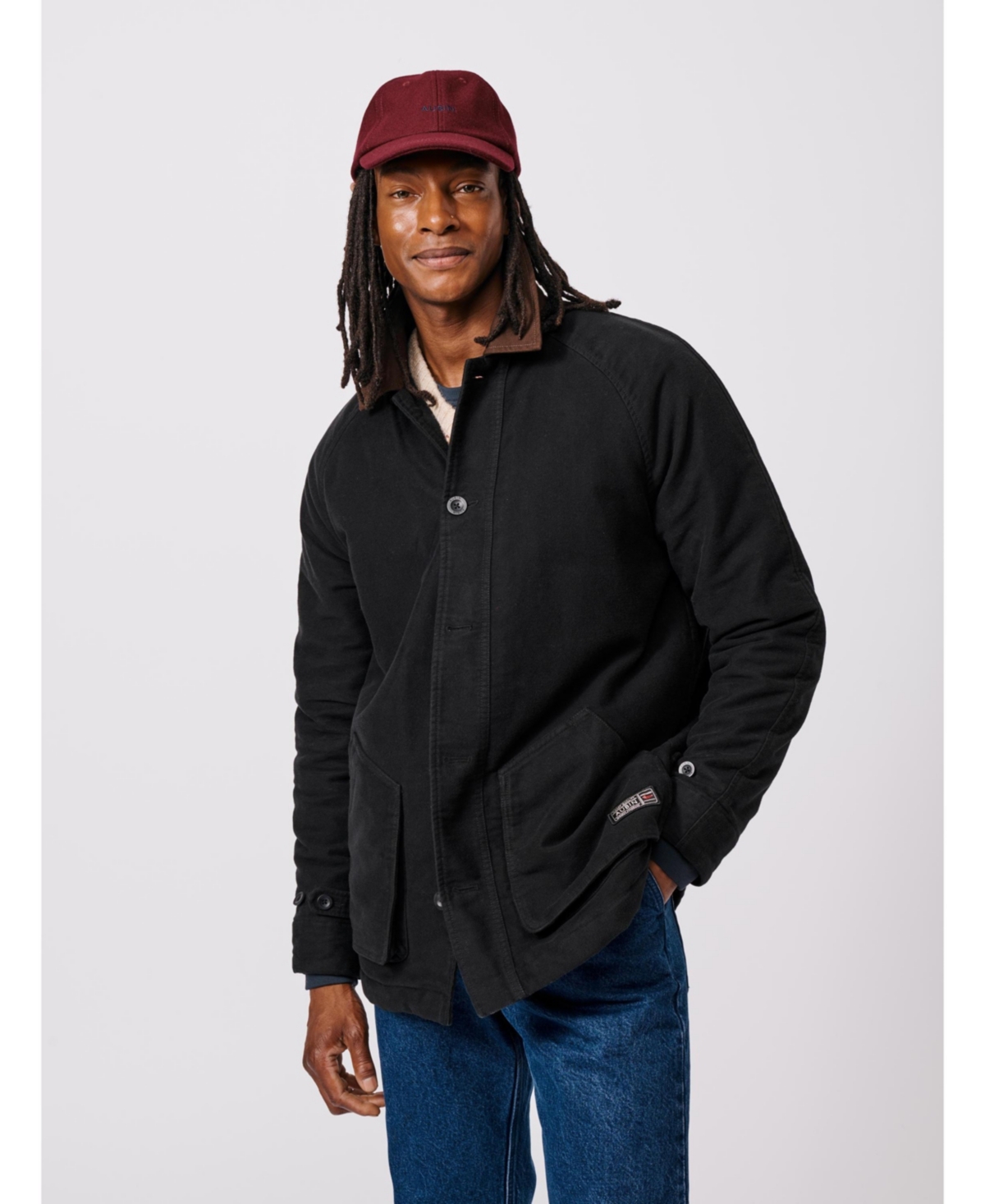 Click here for Aubin Mens Bennett Moleskin Jacket - Washed black prices