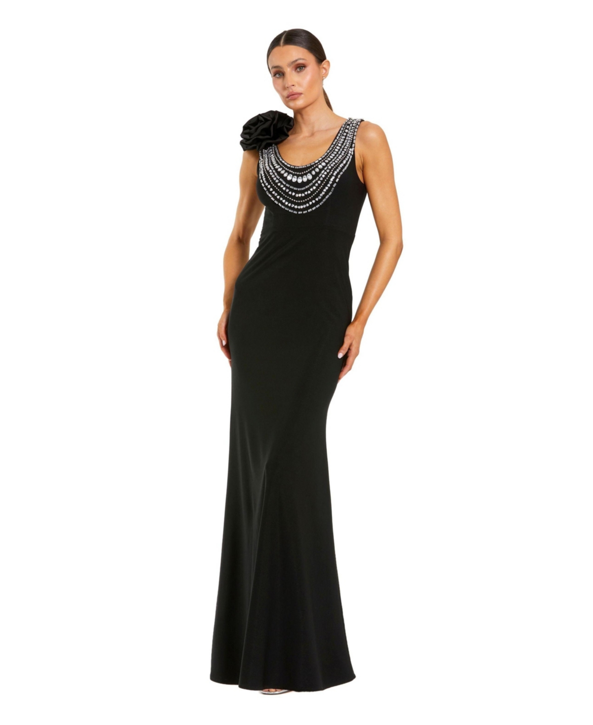 Click here for Mac Duggal Womens Elegant Beaded Scoop Neck Jersey... prices
