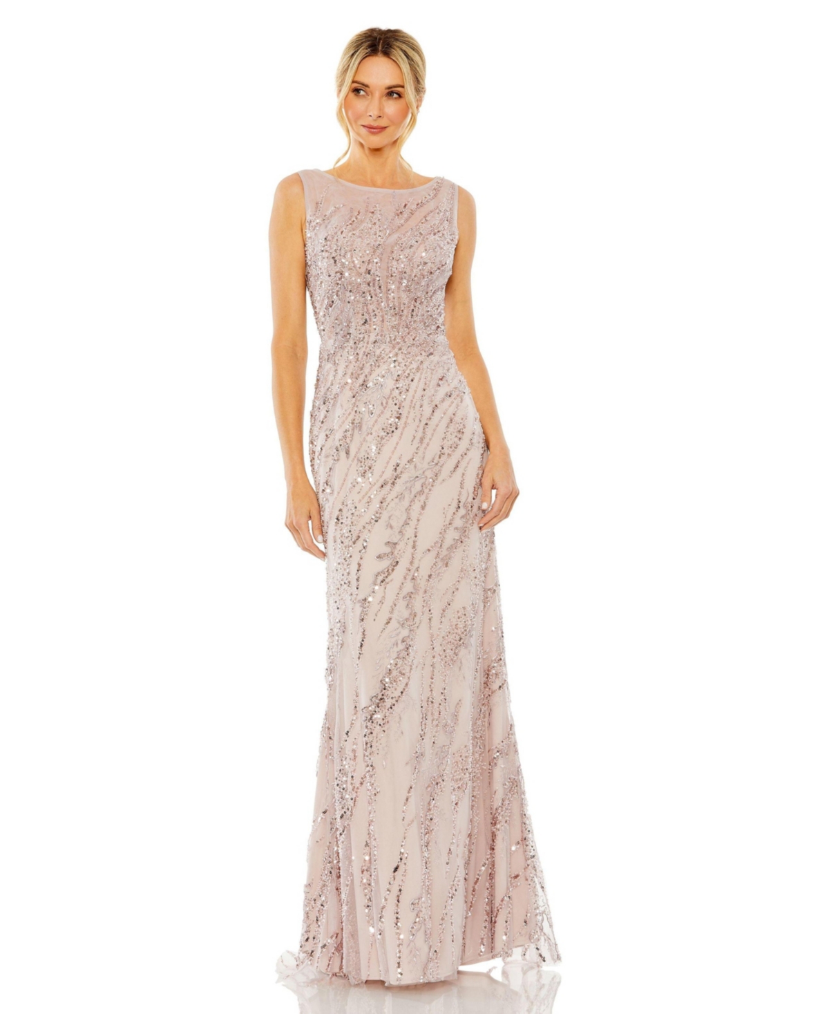 Click here for Mac Duggal Womens Sleeveless High Neck Sequin Bead... prices