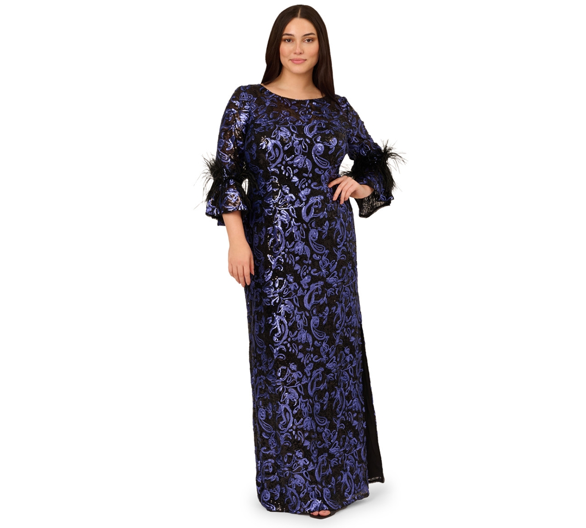 Click here for Adrianna Papell Plus Size Sequin Embroidered Slim... prices
