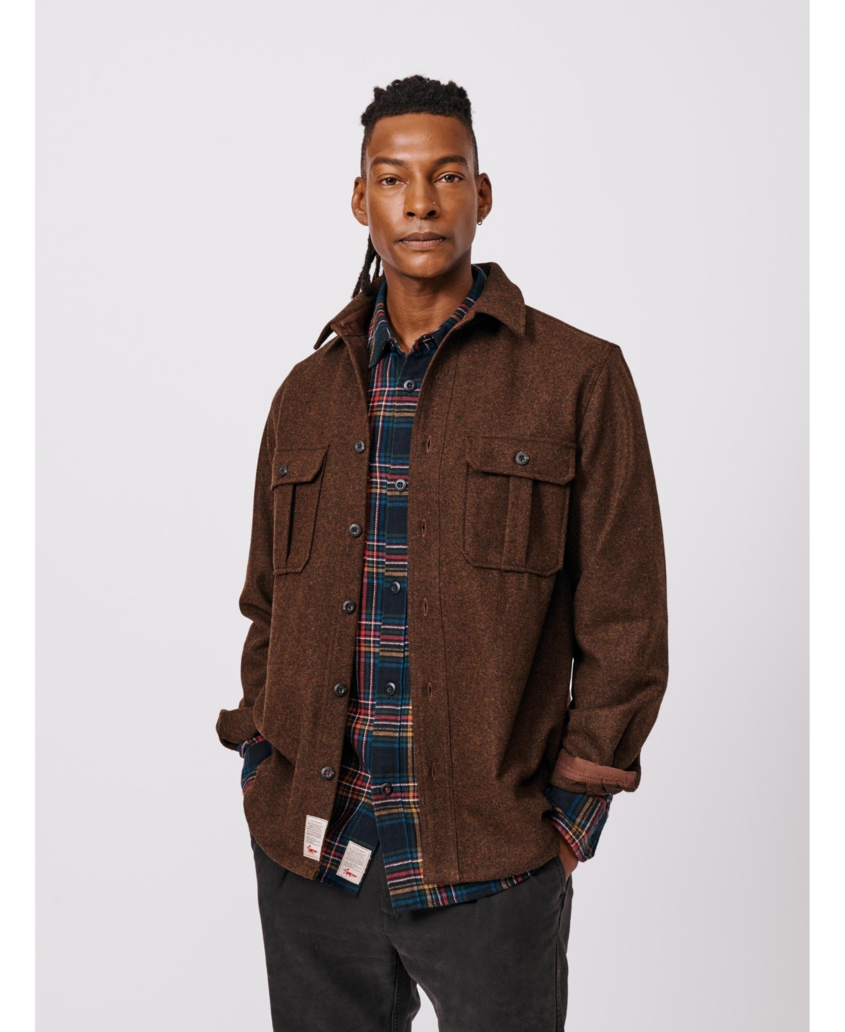 Click here for Aubin Mens Lysaghts Wool Overshirt - Dark chocolat... prices
