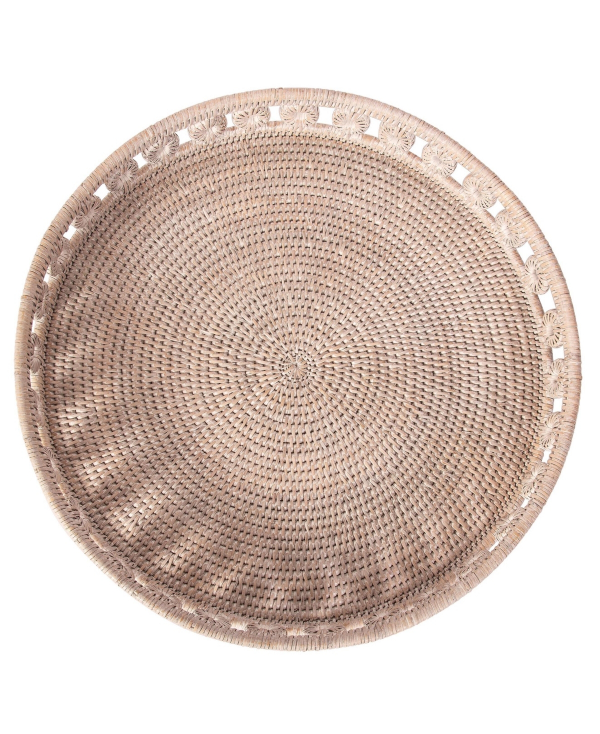 Artifacts Rattan Inna Design Round Tray 16" - White wash