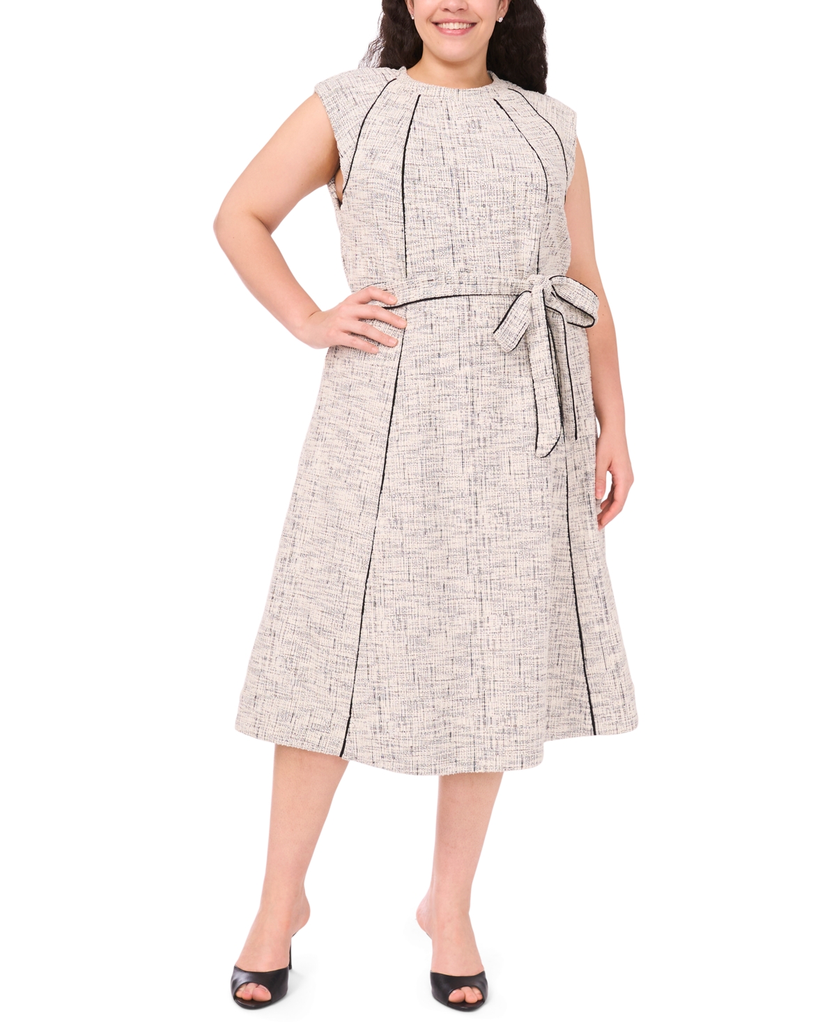 Click here for Msk Plus Size Short-Sleeve Tweed Knit Midi Dress -... prices