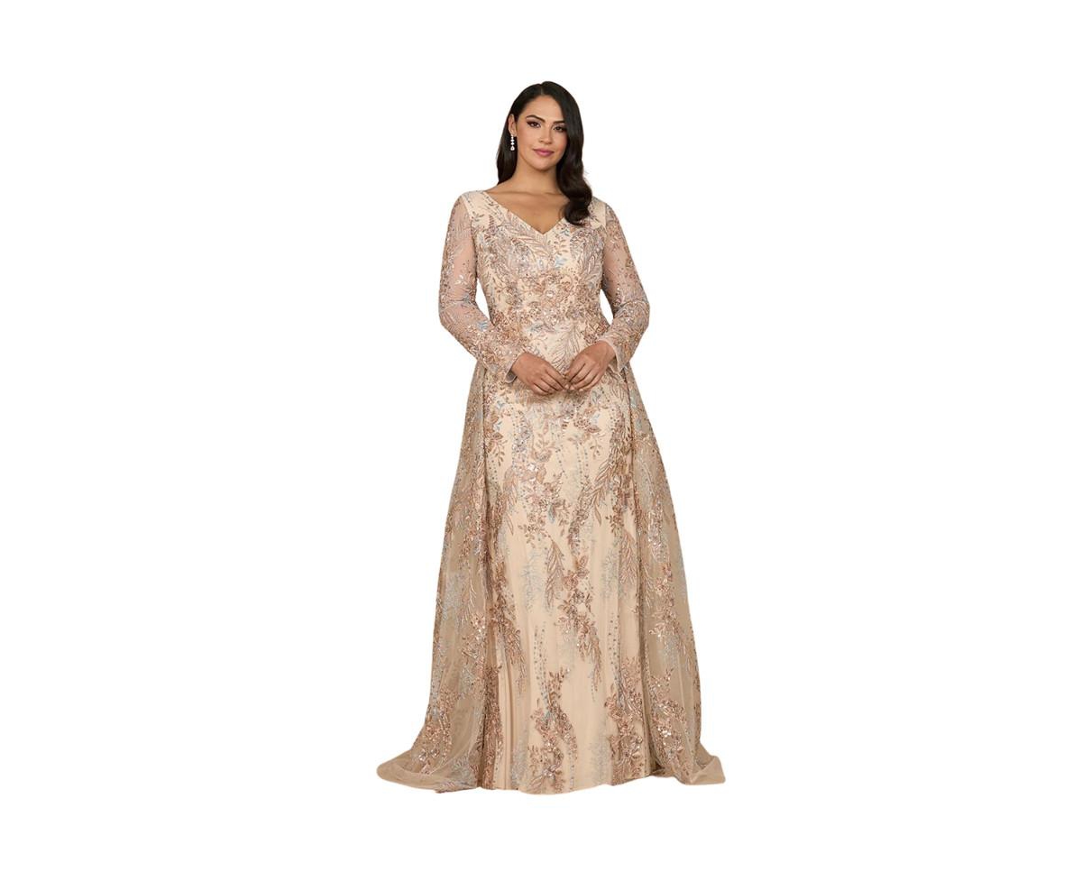 Click here for Lara Womens Lace Long Sleeve Gown with Overskirt -... prices