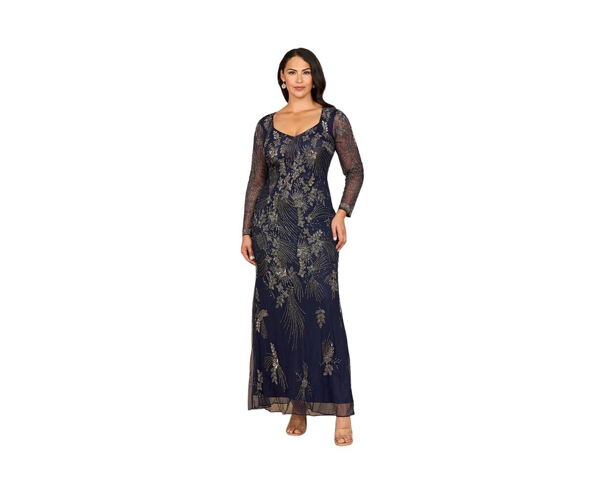 Click here for Lara Womens Long Sleeve Queen Anne Beaded Gown - N... prices