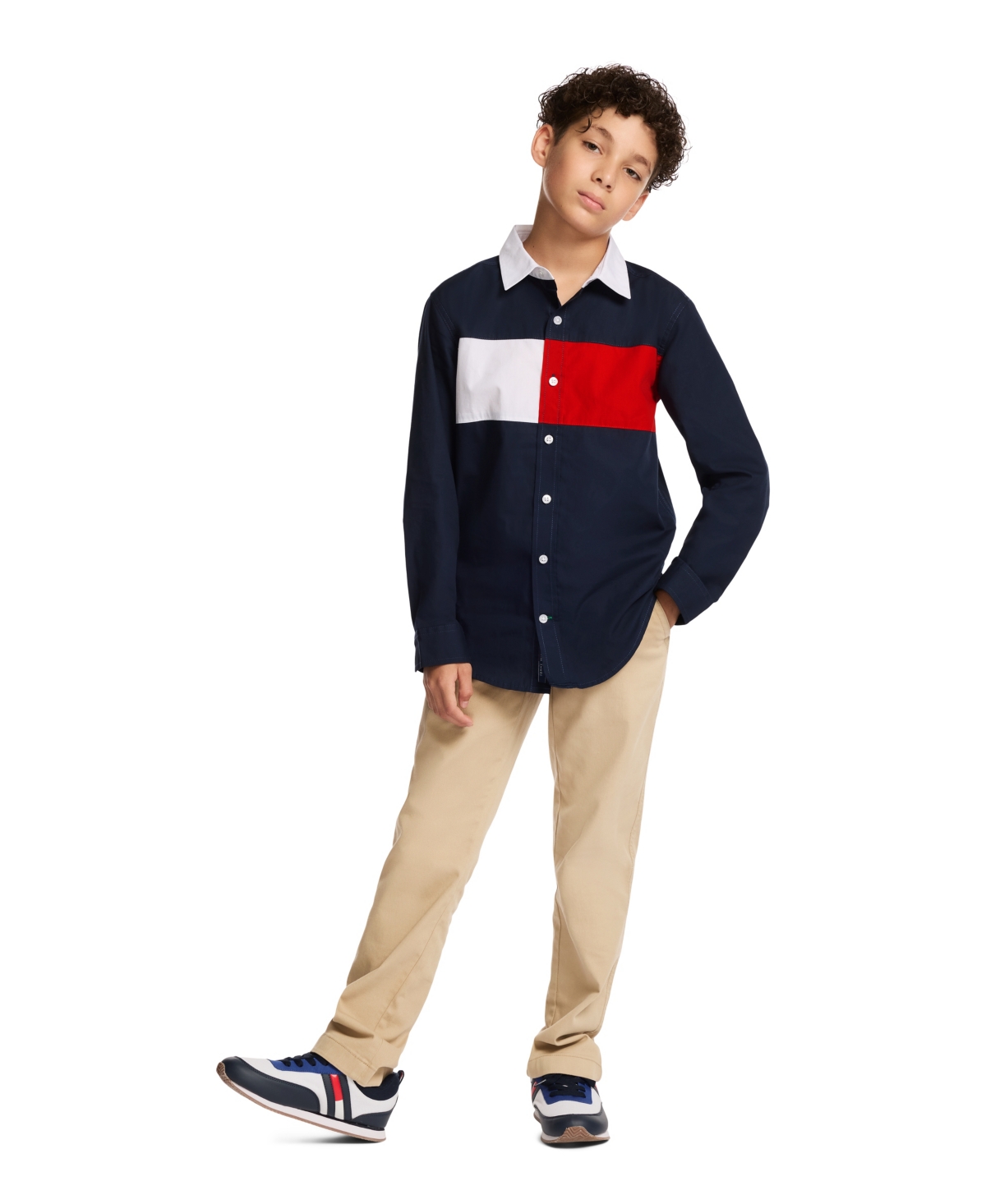 Click here for Tommy Hilfiger Boys 8-20 Chest Flag Shirt - Navy B... prices