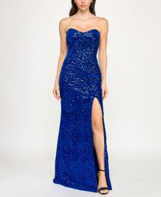 pear culture Junior's Strapless Sequin Tube Gown - Macy's