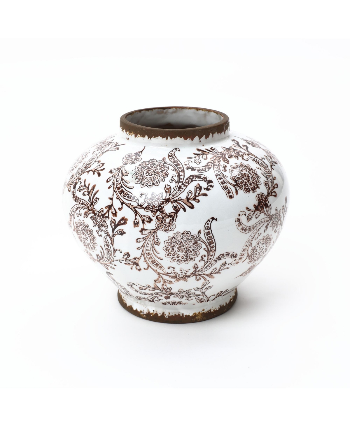 Click here for LuxenHome Brown Floral Wide-Mouth Waterproof Ceram... prices