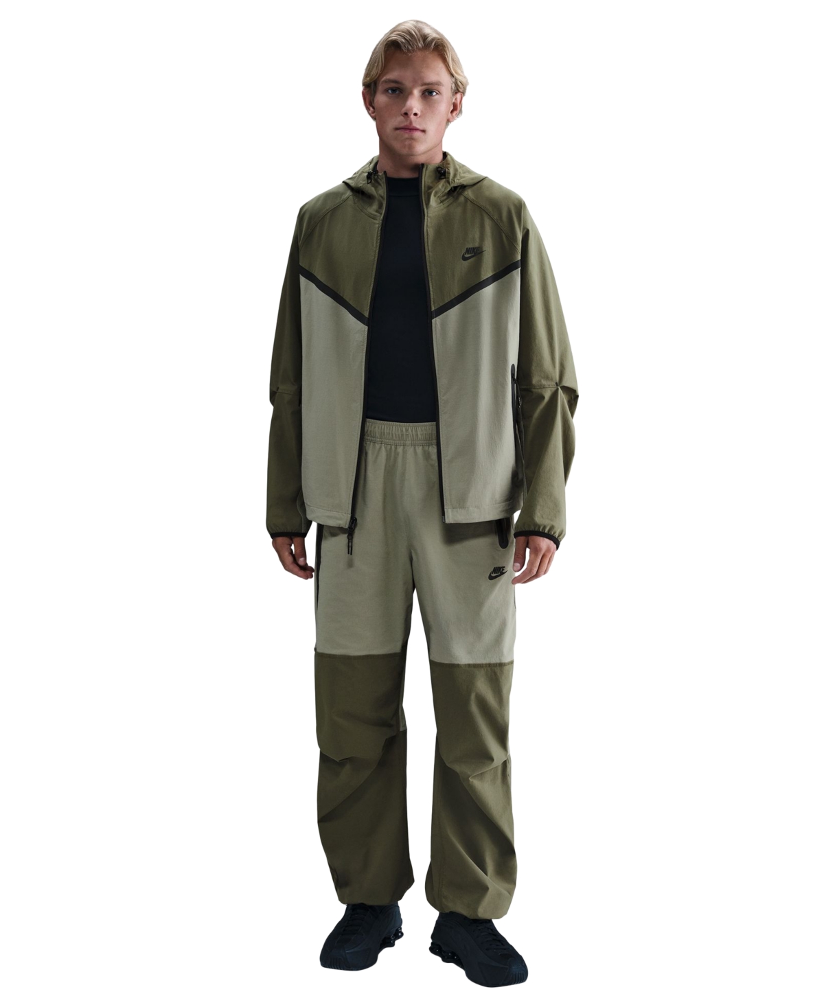 Click here for Nike Mens Tech Woven Hooded Jacket - Light Army/me... prices