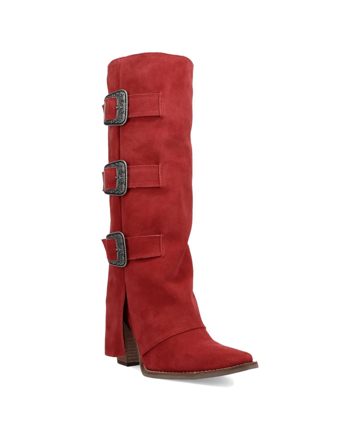 Click here for Dingo Womens Buckle Bunny Suede Leather Boot - Red prices