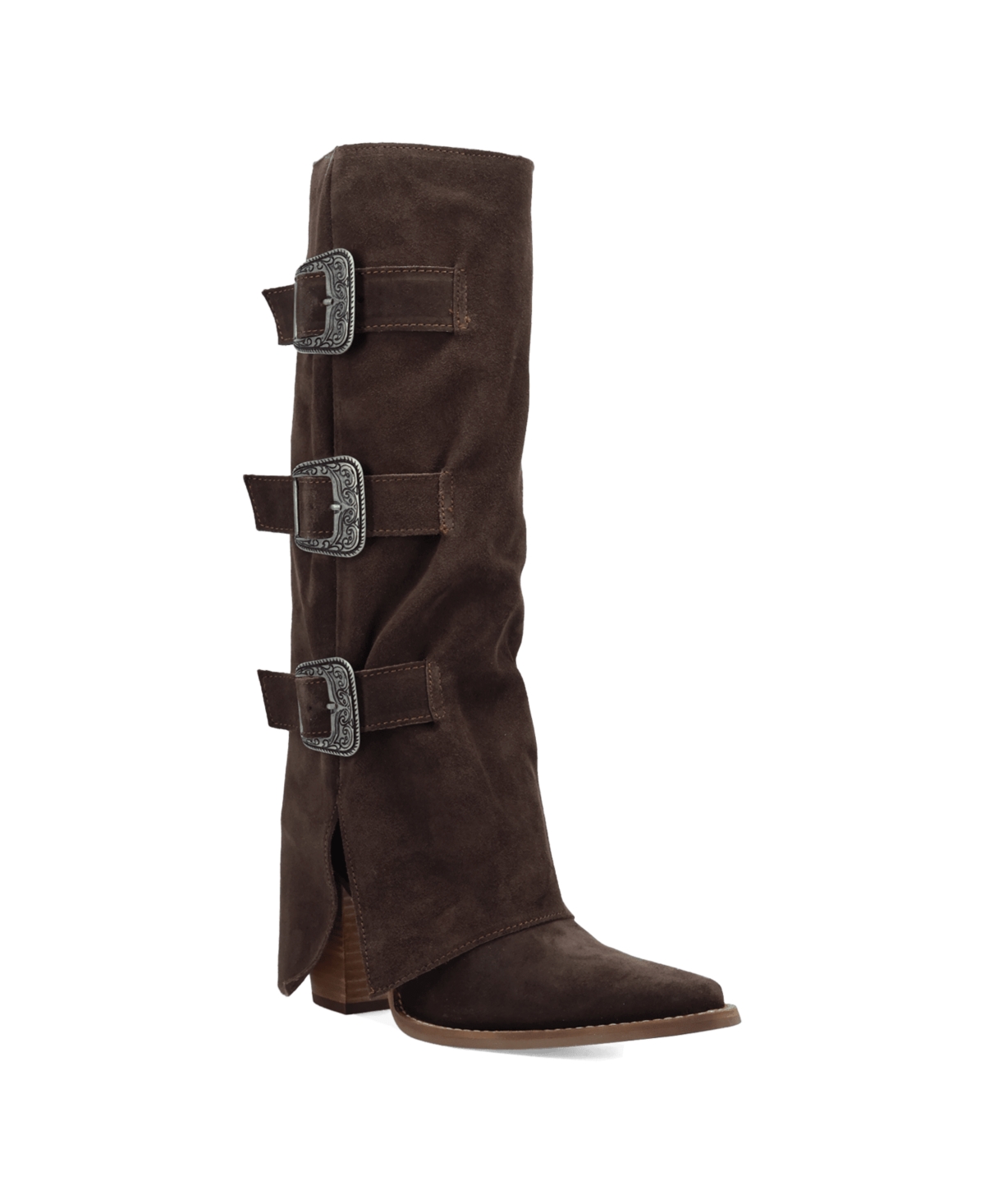 Click here for Dingo Womens Buckle Bunny Suede Leather Boot - Bro... prices