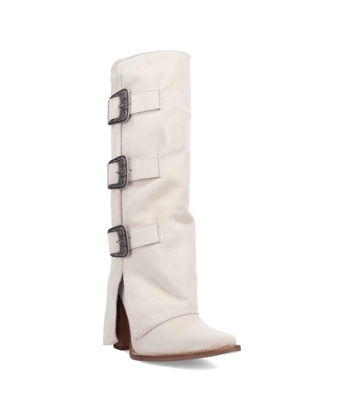 Click here for Dingo Womens Buckle Bunny Suede Leather Boot - Whi... prices