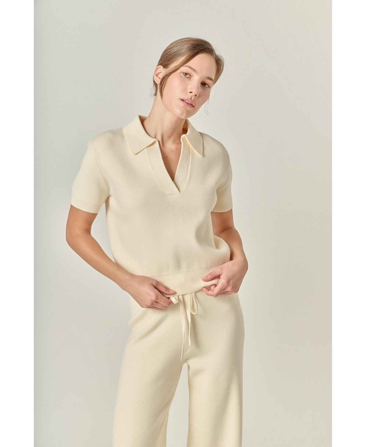 Click here for English Factory Womens Polo Knit Short Seeves Top... prices