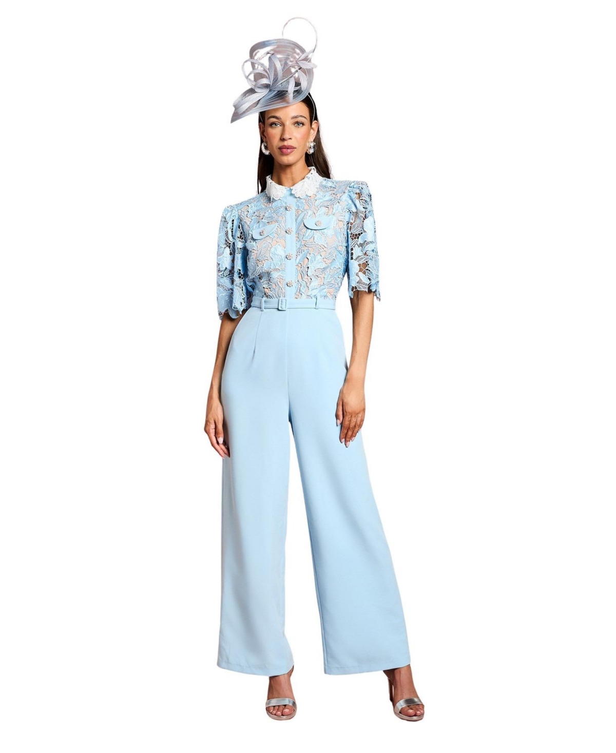 Click here for Coast Womens Collared Lace Short Sleeve Jumpsuit -... prices