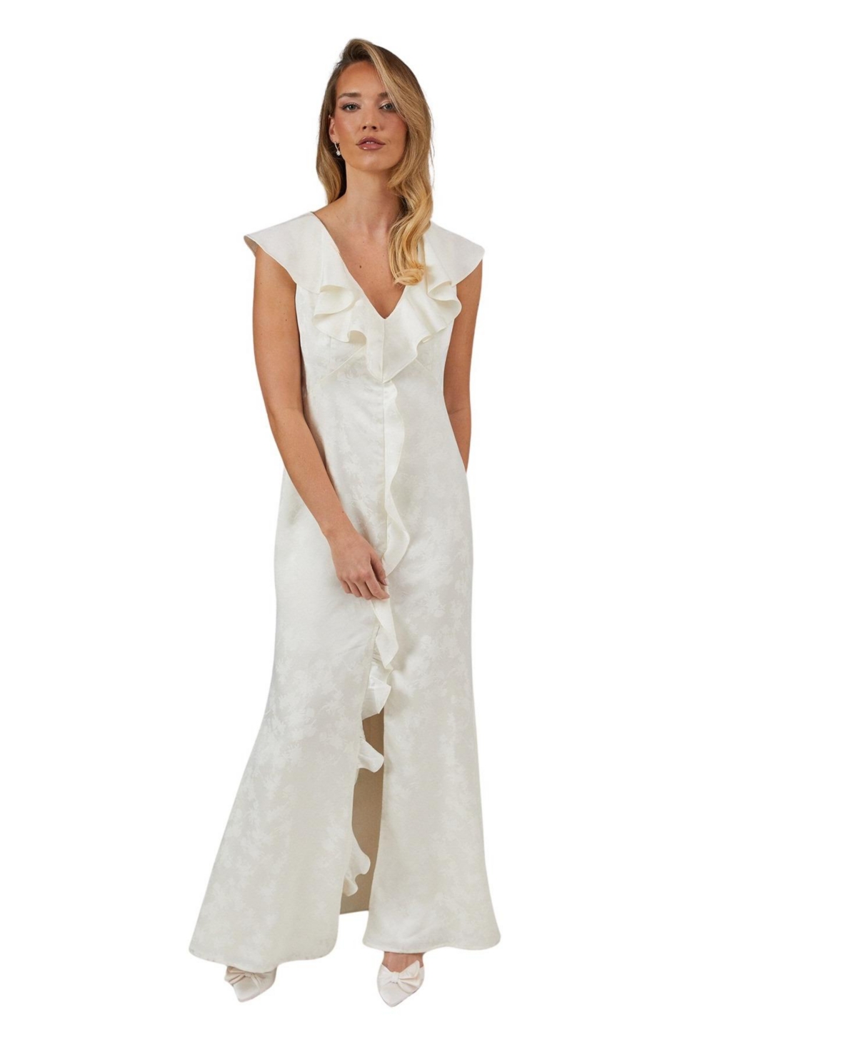 Click here for Oasis Womens Satin Jacquard V Neck Bridesmaid Dres... prices