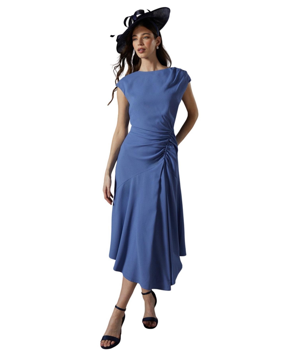 Click here for Coast Womens Drape Side Cap Sleeve Midi Dress - Gr... prices