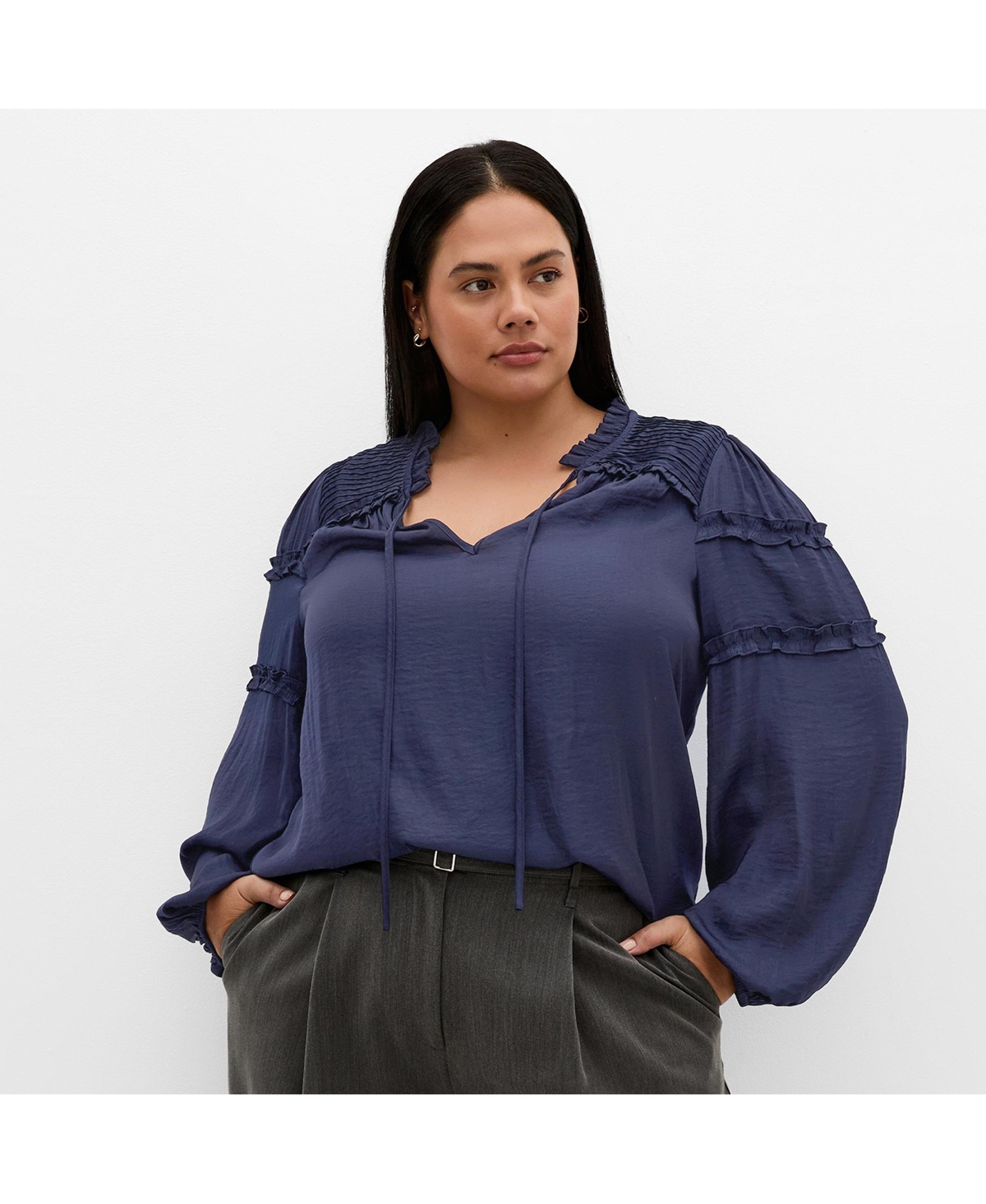 Click here for City Chic Plus Size Drama Queen Shirt - Navy prices
