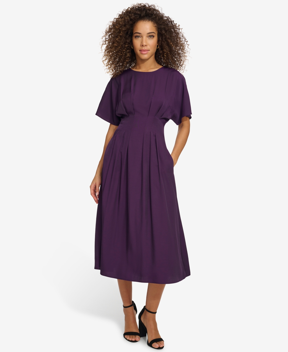 Click here for kensie Womens Dolman-Sleeve Cinched-Waist Midi Dre... prices