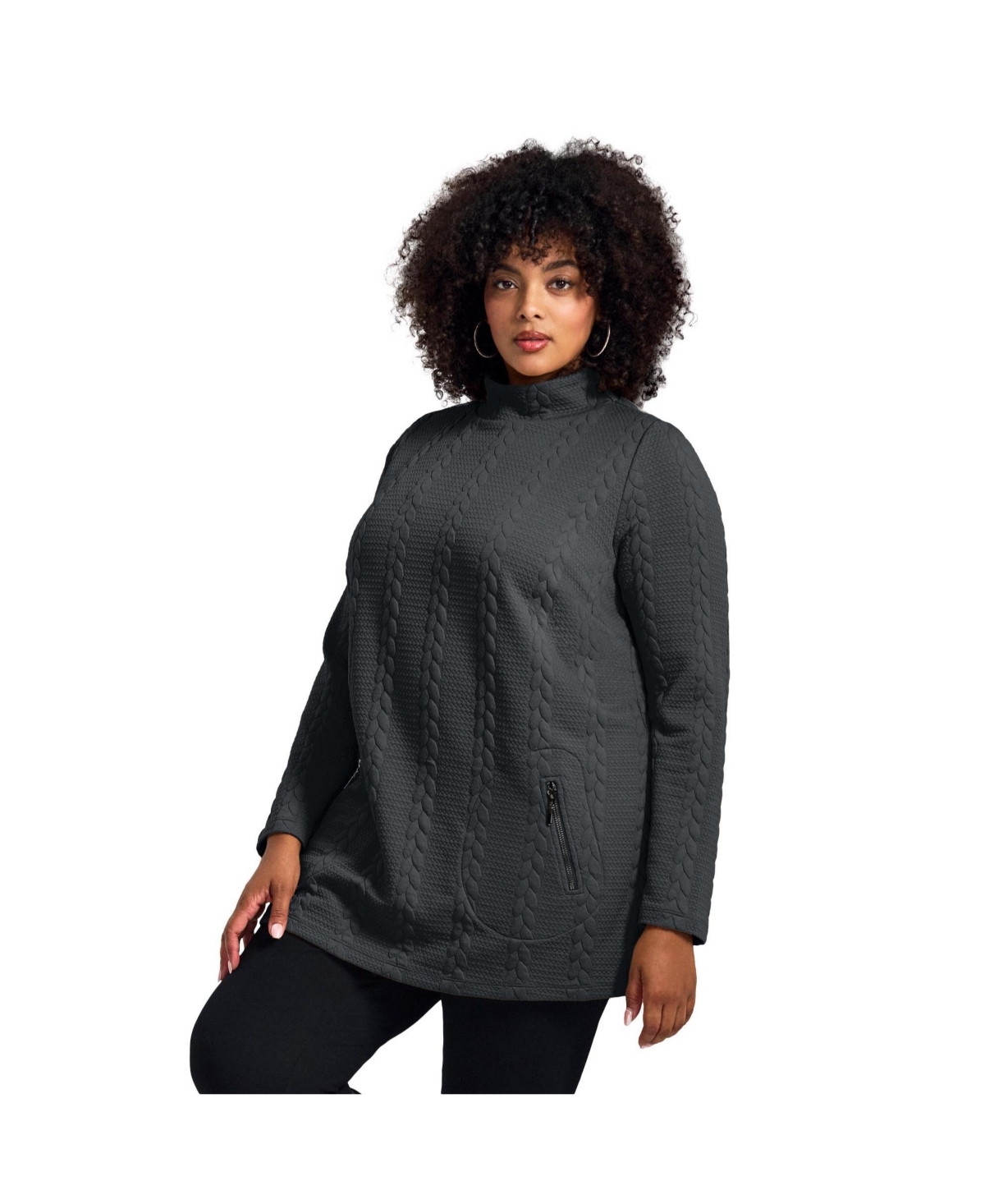 Click here for Avenue Womens Plus Size Emily Jacquard Texture Kni... prices