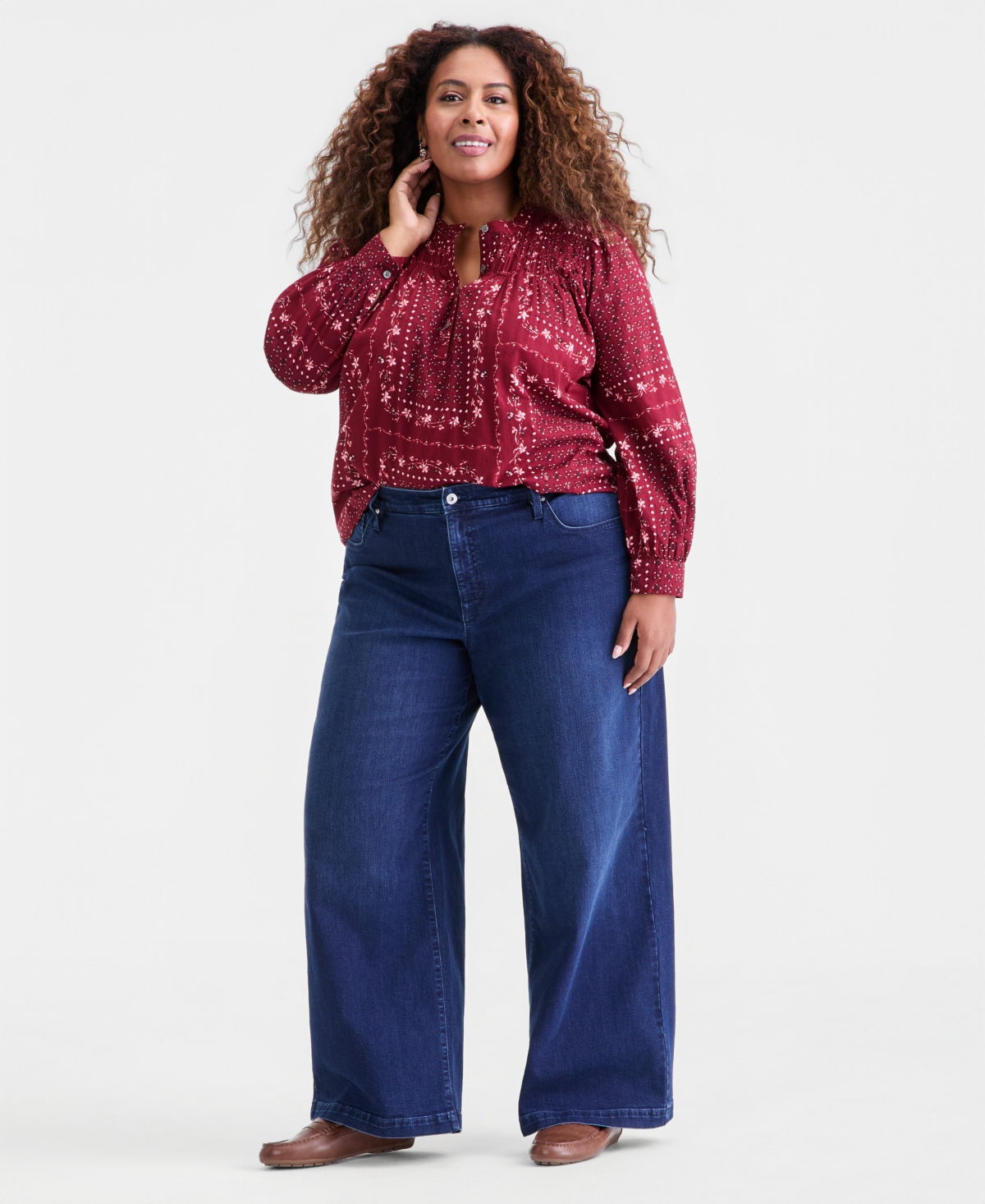 Click here for Style & Co Plus Size High-Rise Wide-Leg 5 Pocket J... prices
