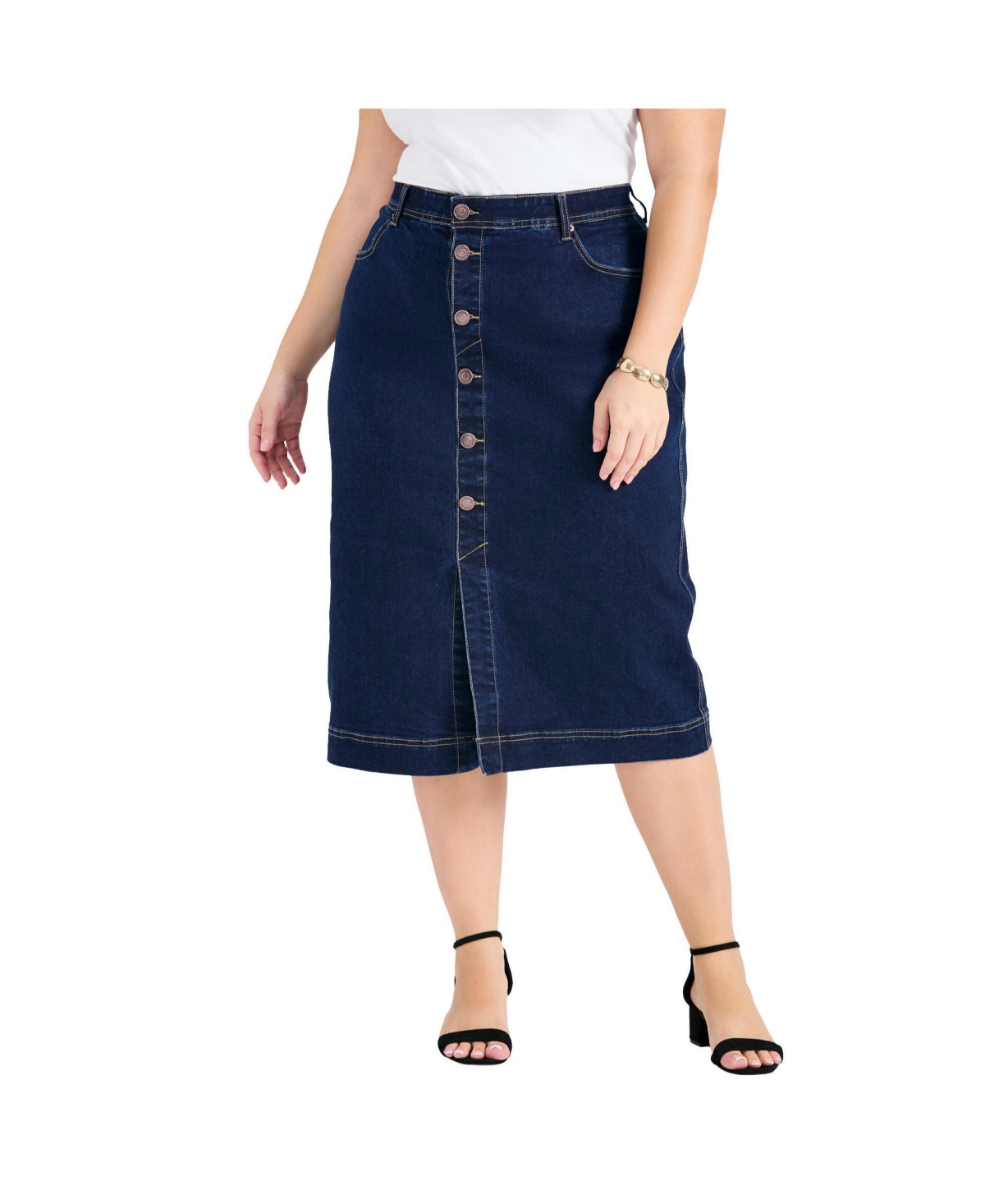 Click here for Avenue Womens Billy Denim Skirt - Dark wash prices