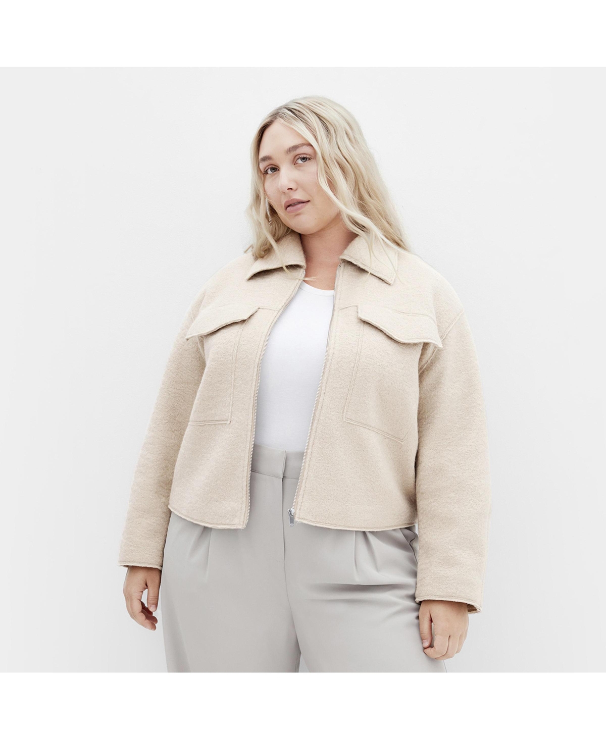 Click here for City Chic Womens Boucle Zip Front Jacket - Taupe prices