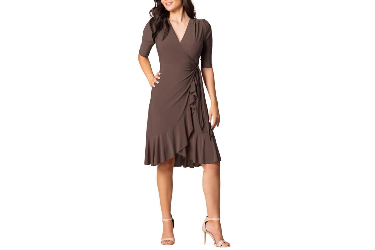 Click here for Kiyonna Womens Whimsy Ruffled Midi Wrap Dress - Ja... prices