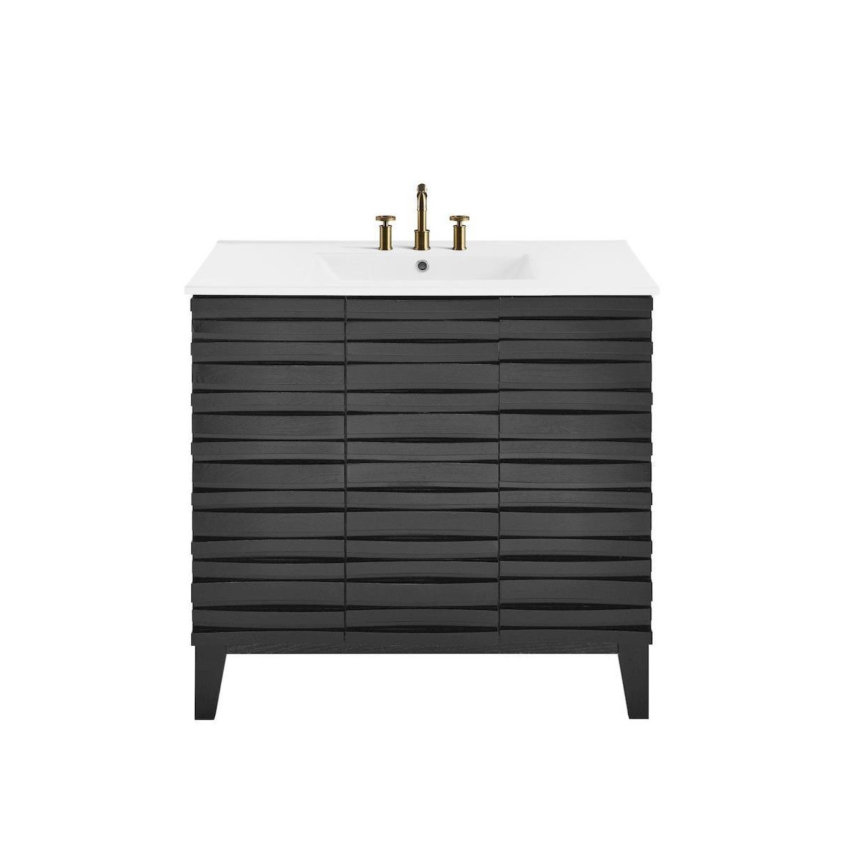 Click here for Cascade 36 in. Black Oak Bathroom Vanity With Whit... prices