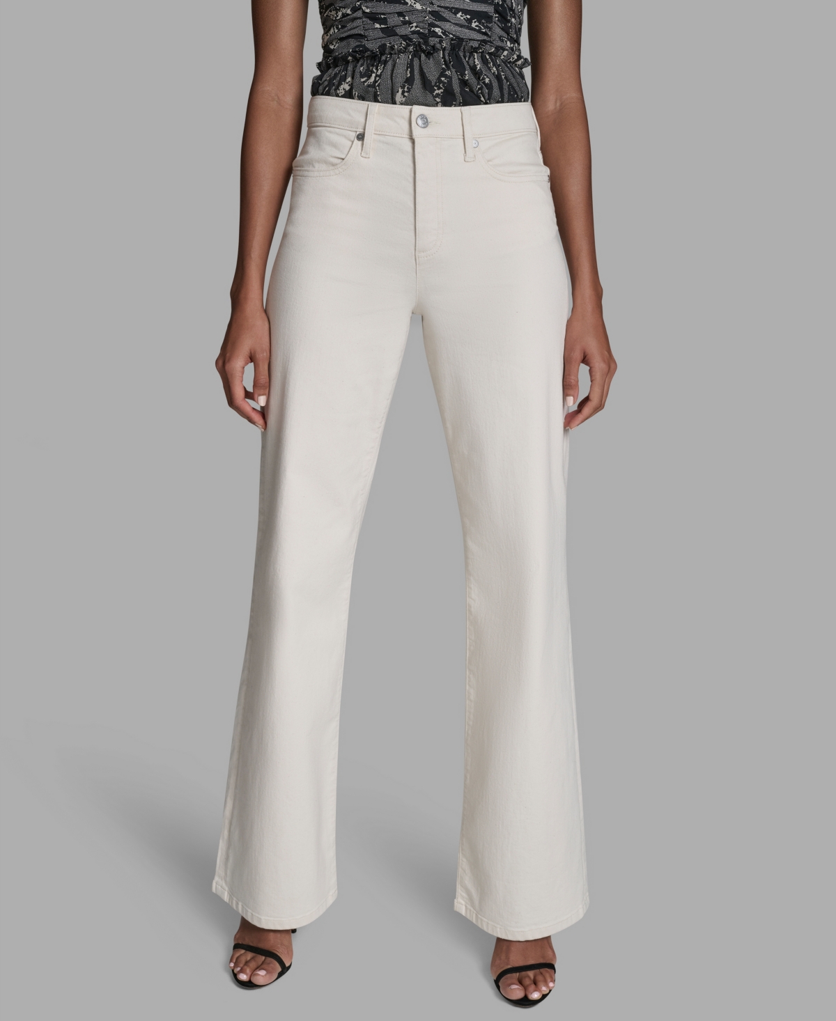 Click here for Bcbg Womens Wide Leg Mid-Rise Jeans - Ecru prices