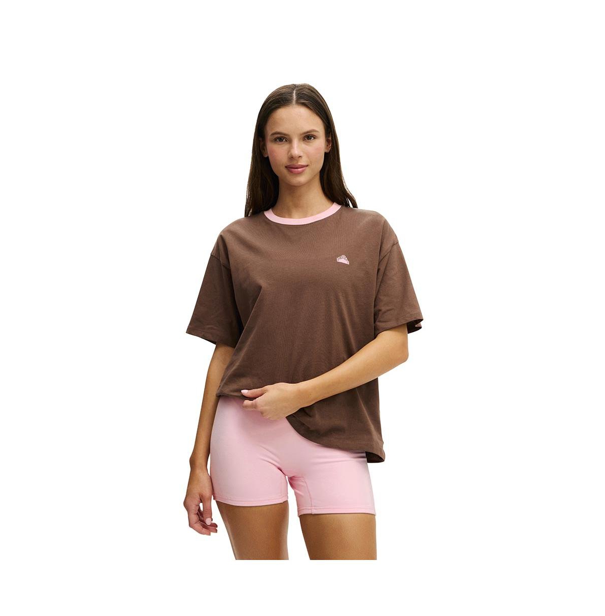 Click here for Cotton On Womens Active Graphic Tee - Deep taupe/b... prices