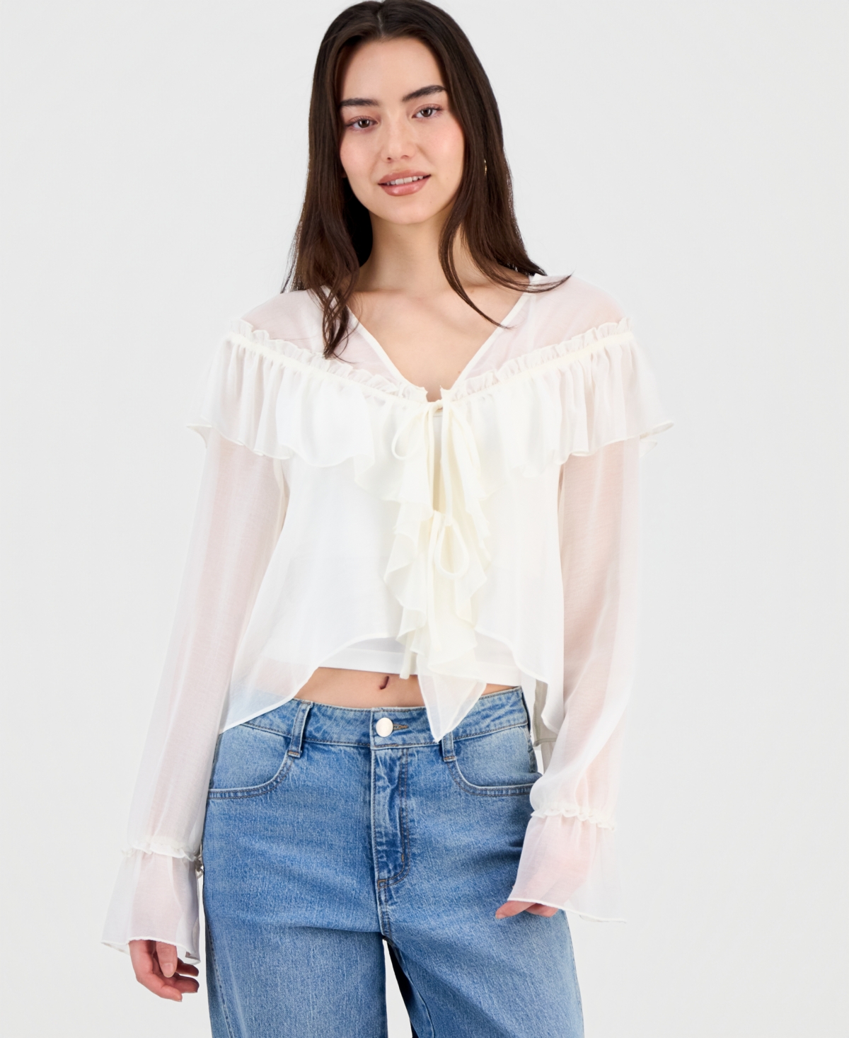 Click here for And Now This Womens Ruffled Chiffon Blouse  Macys... prices