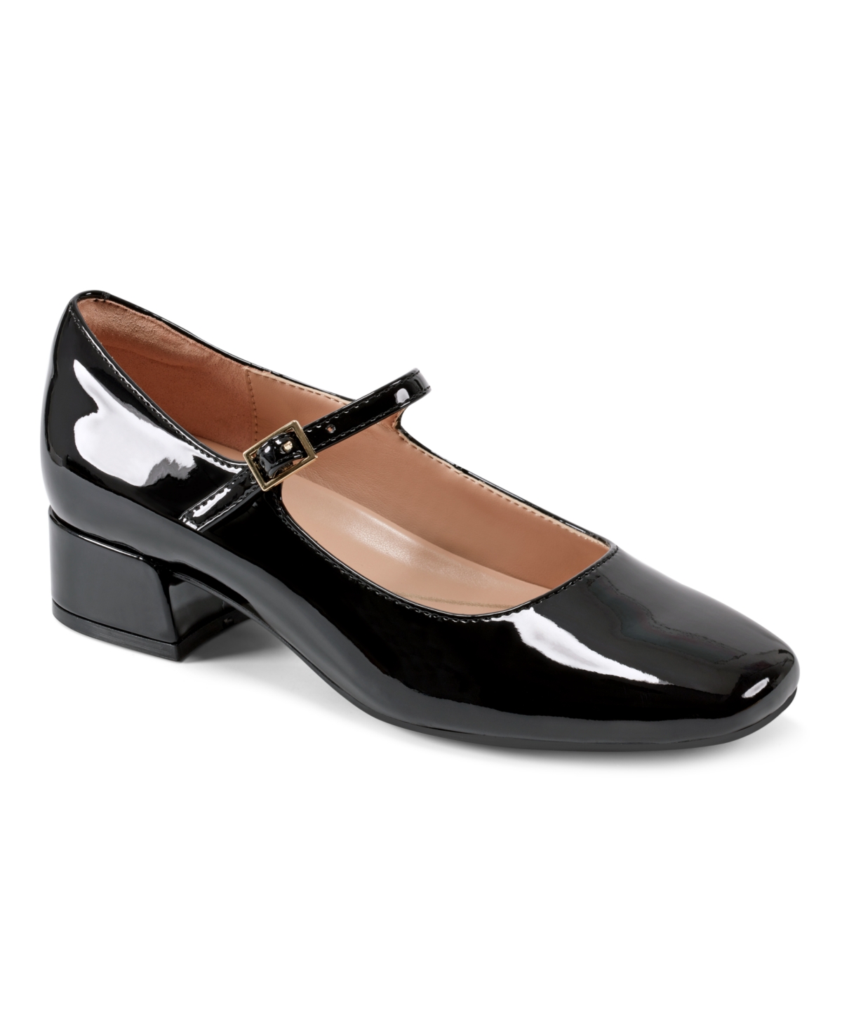 Easy Spirit Womens Janica Mary Jane Block Heel Pumps - Black Patent