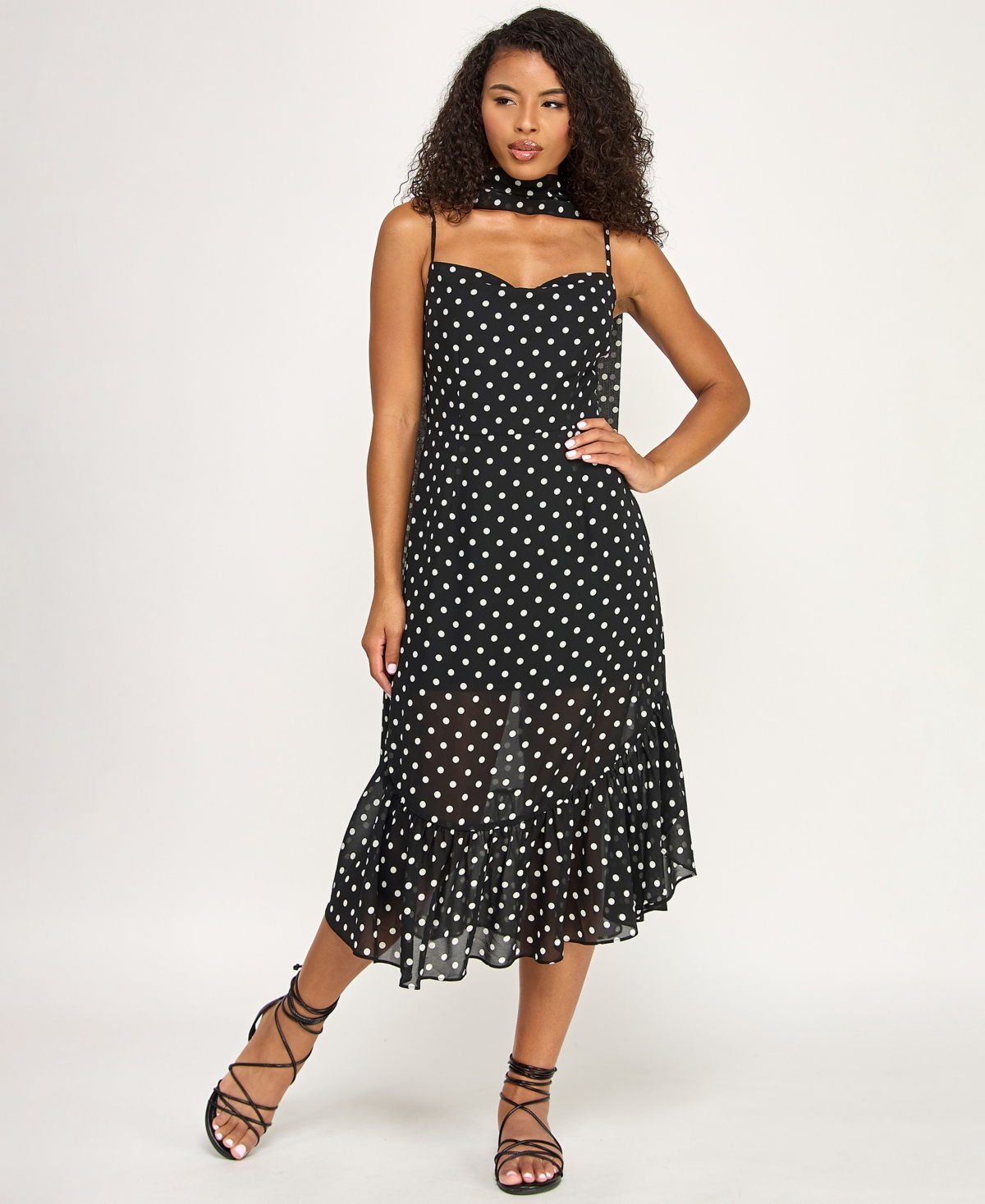 Click here for Seni & Cade Juniors Polka Dot Sweetheart Neck Midi... prices