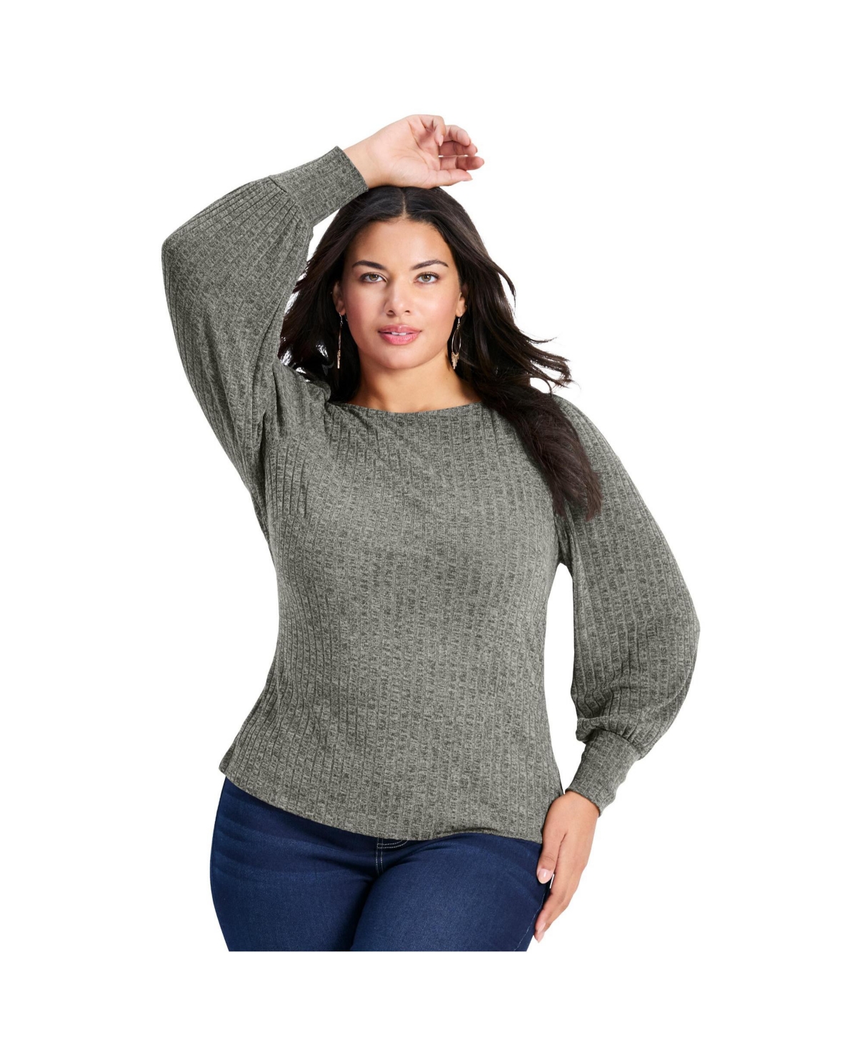 Click here for Avenue Womens Jessica Rib Hacci Knit Top - Olive prices