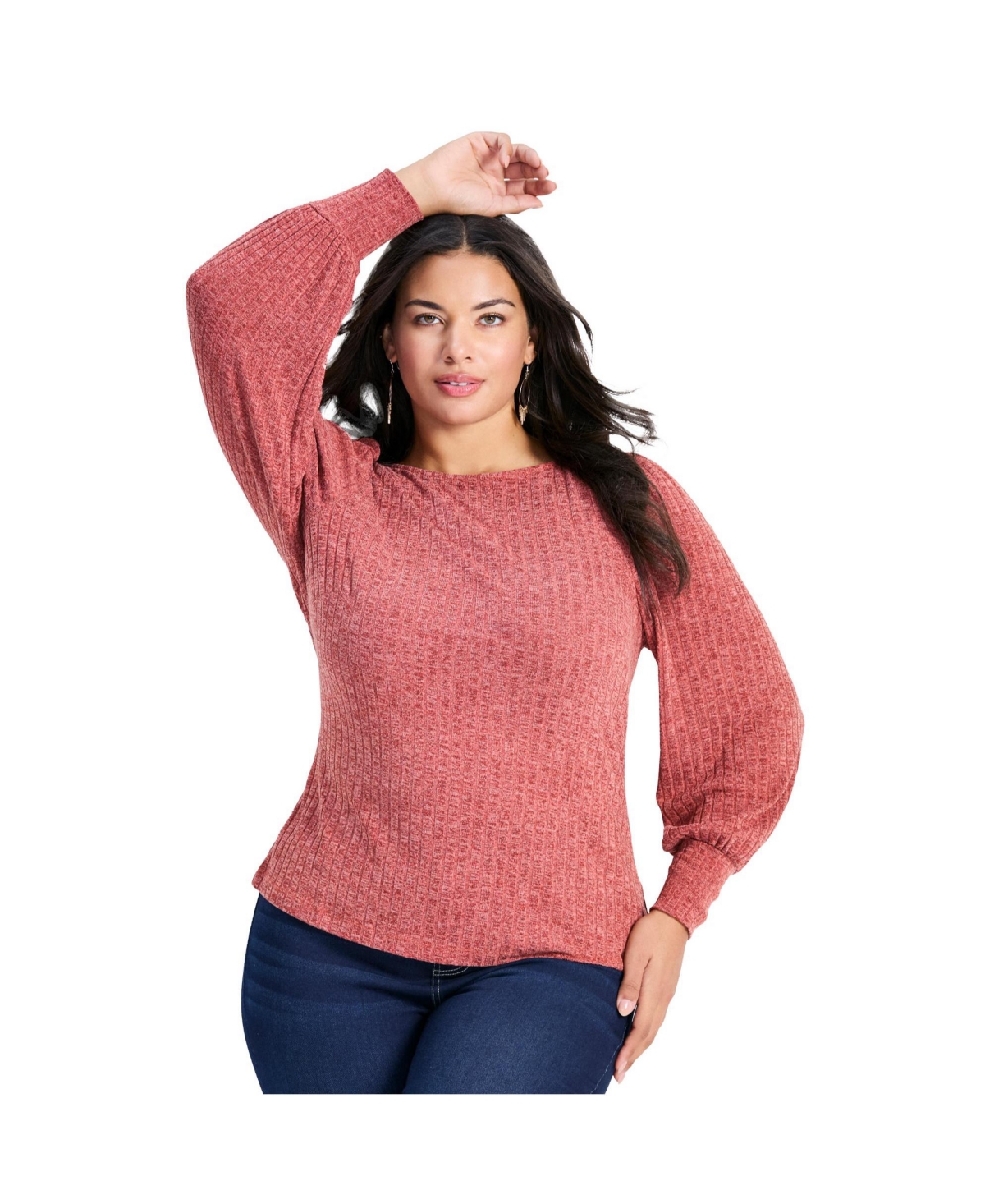 Click here for Avenue Womens Jessica Rib Hacci Knit Top - Rustic prices