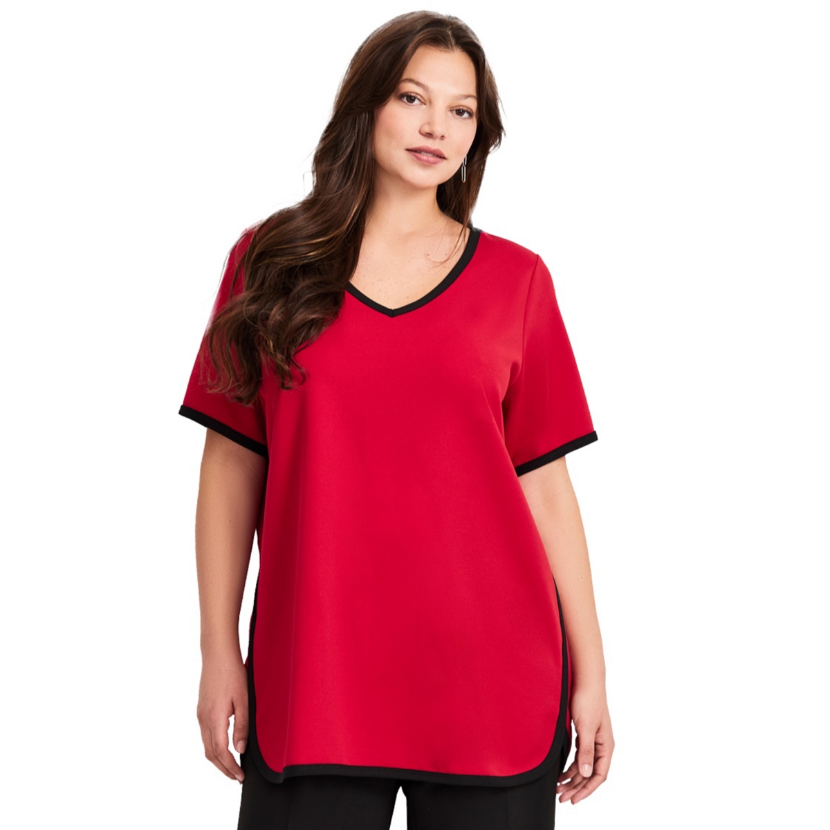 Click here for Avenue Womens Contrast Top - Vibrant red prices