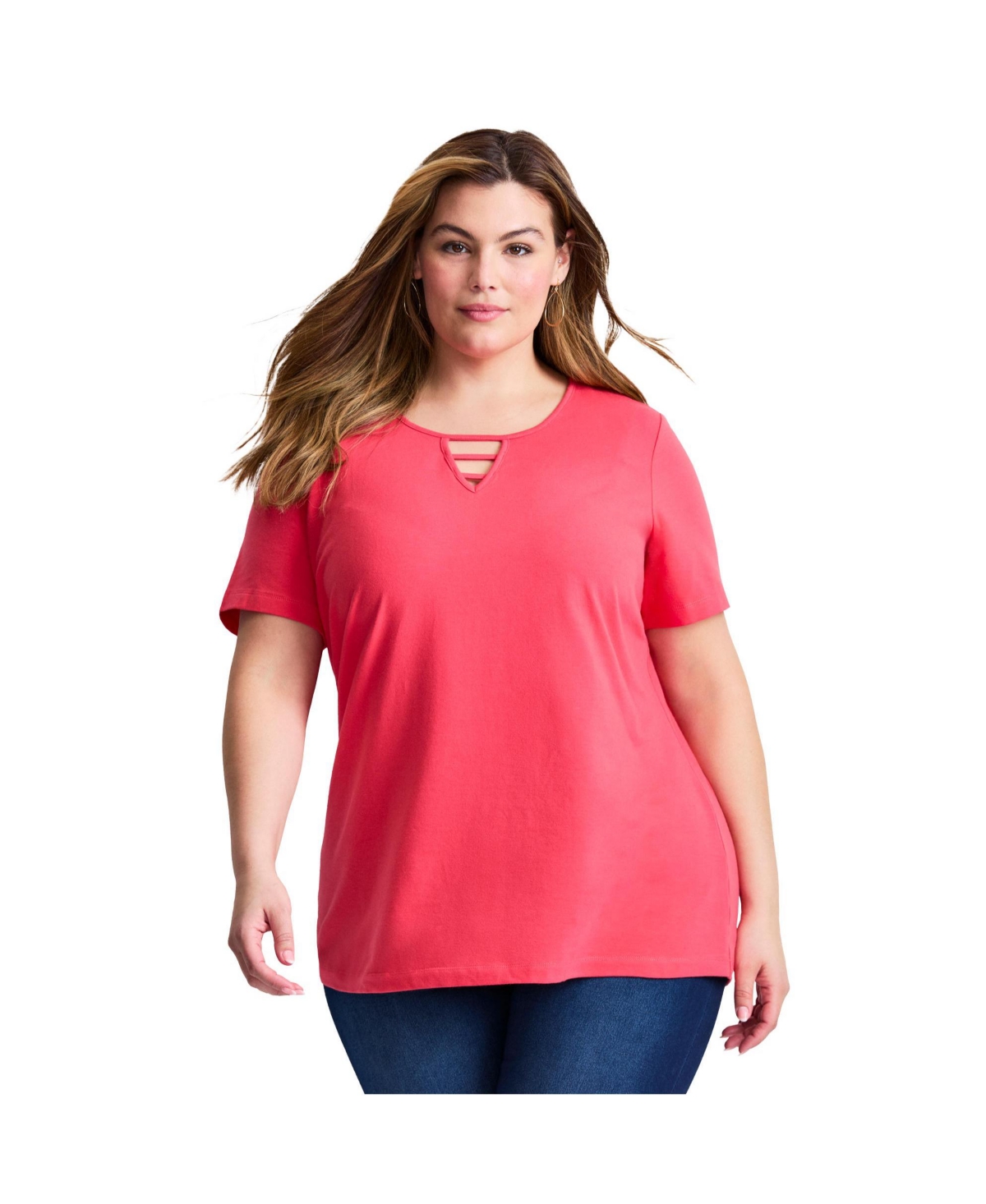 Click here for Avenue Womens Triple Keyhole Short Sleeve Tee - So... prices
