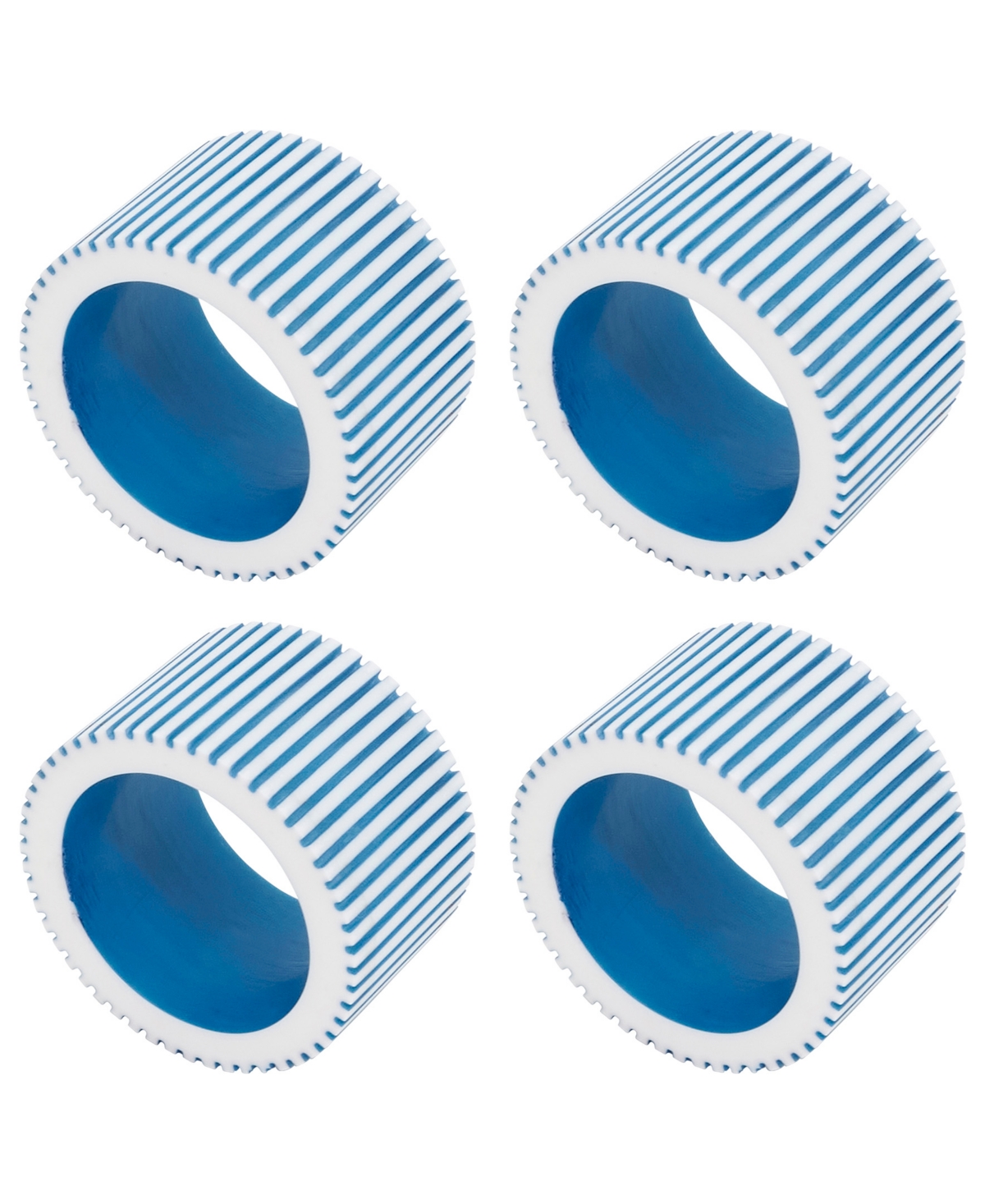 Click here for Saro Lifestyle Ribbed Napkin Ring  Set of 4 - Blue prices