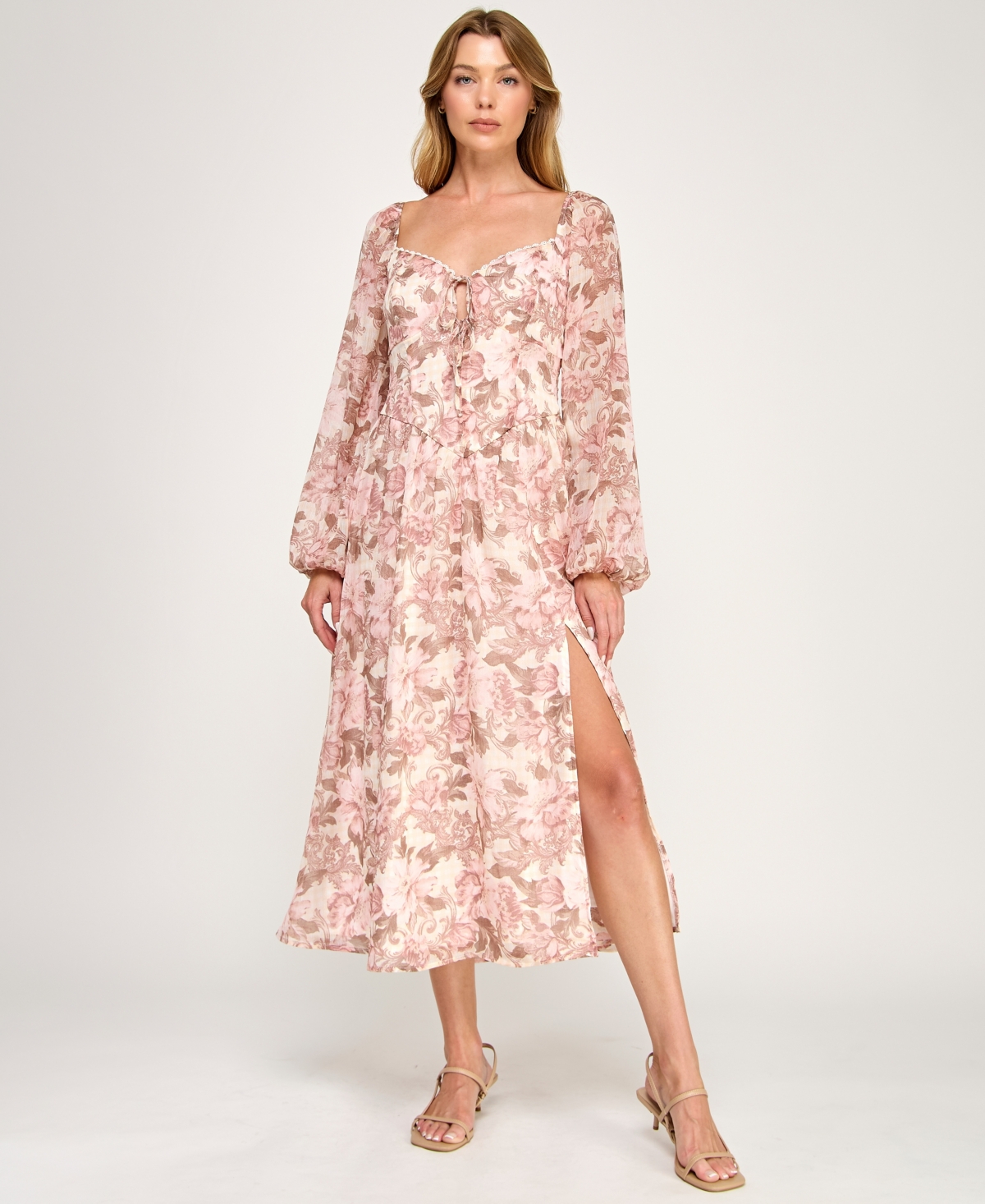 Click here for Trixxi Juniors Long-Sleeve Tie Front Midi Dress -... prices